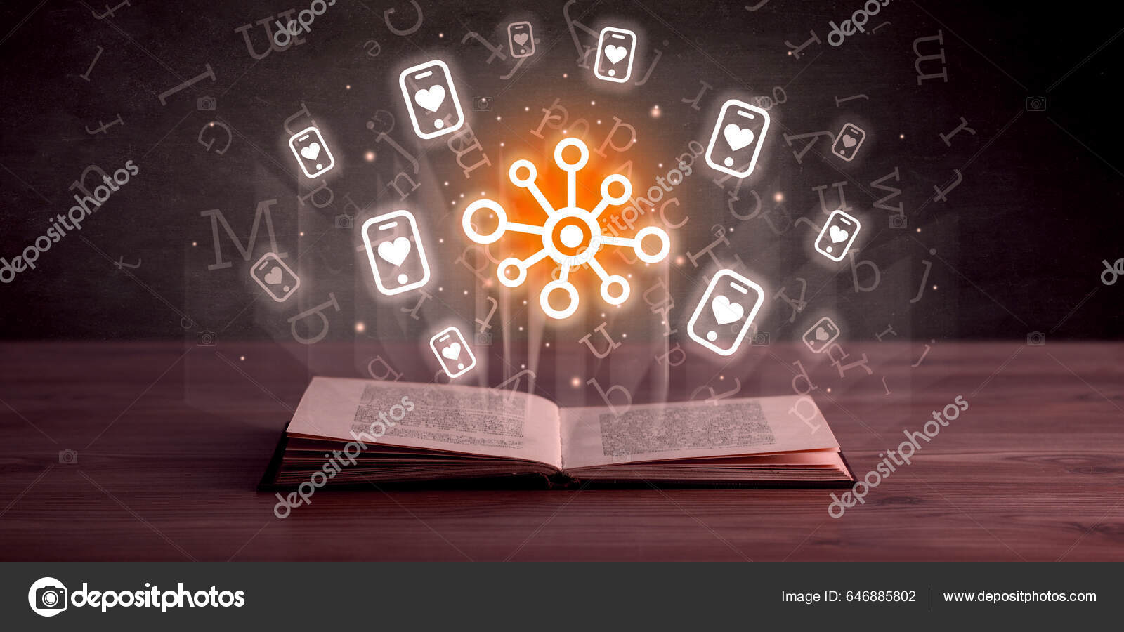Open Book Connection Icons Social Networking Concept — Stock Photo ...