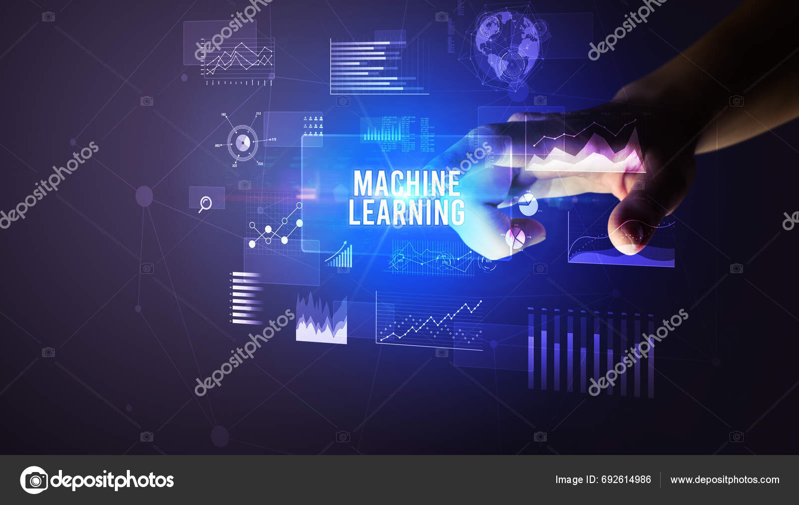 Hand Touching Machine Learning Inscription New Business Technology ...