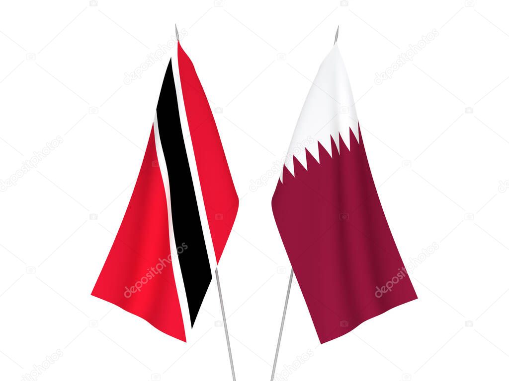 Banderas nacionales de tela de Qatar y la República de Trinidad y ...