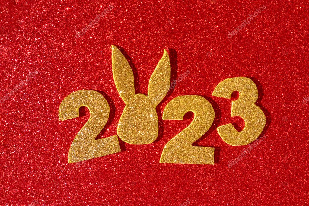 N meros de oro brillante 2023 con orejas de conejo s mbolo de a o nuevo ...