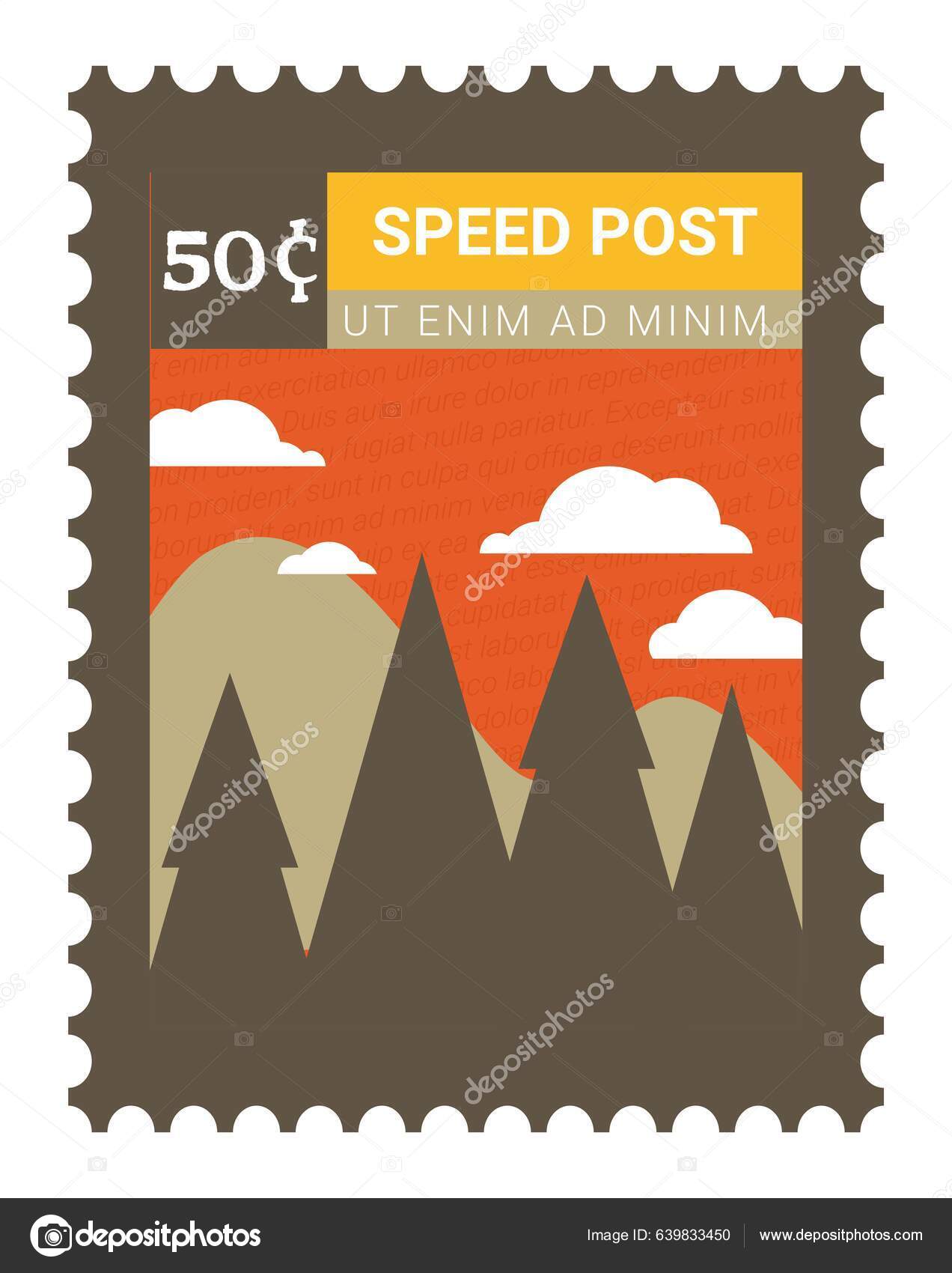 Postmark Postcard Mountains Pine Forest Landscape Camping Traveling ...