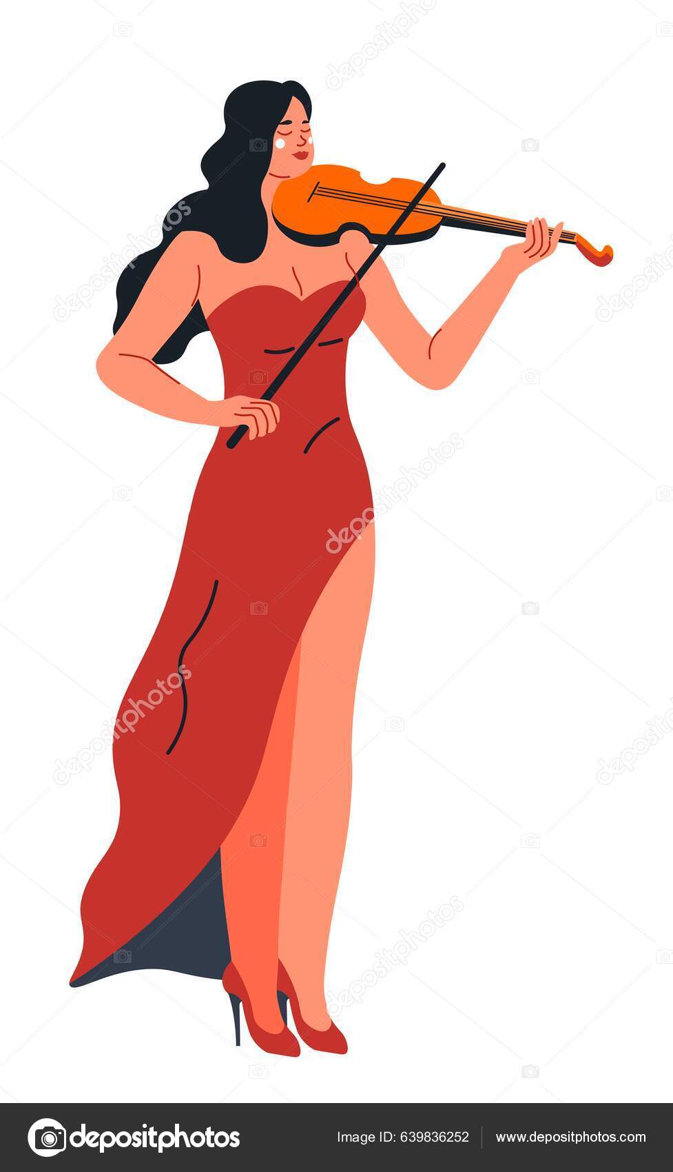 Female Personage Wearing Evening Dress Playing String Instrument ... Female Personage Wearing Evening Dress Playing String Instrument ...