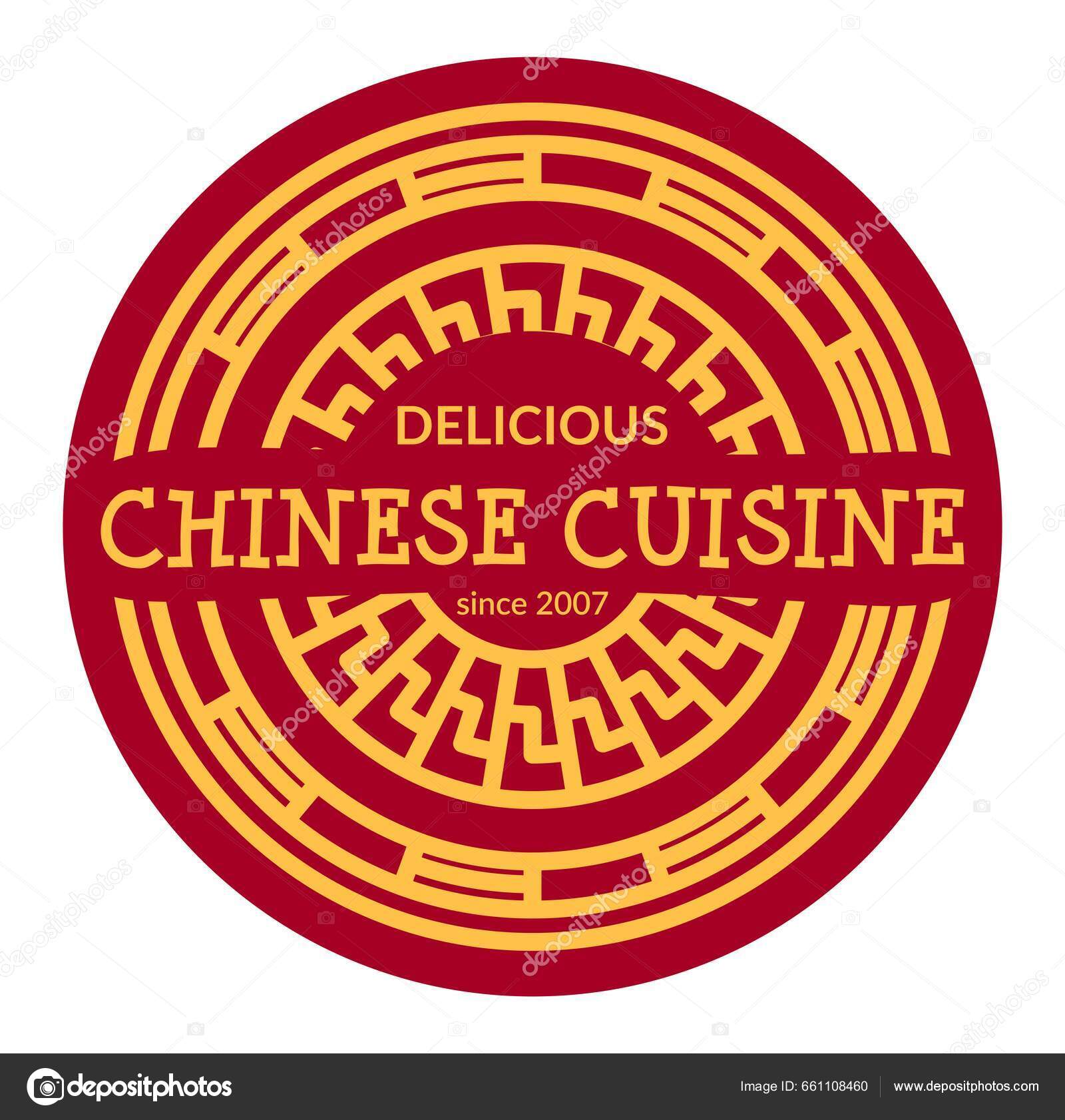 Deliciosa Cocina China Platos Restaurantes Tiendas Logotipo Aislado Con ...