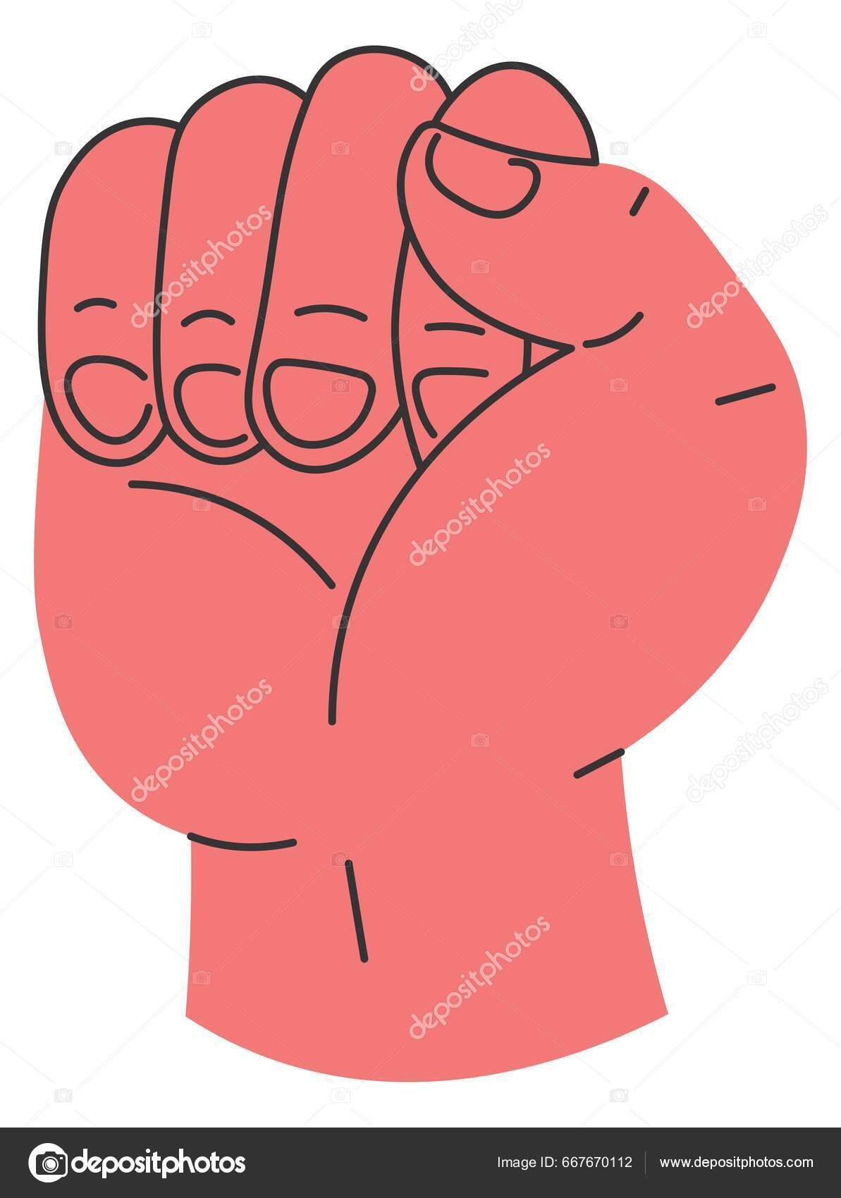 Clenched Hand Gesture Isolated Icon Fist Symbol Power Strength Fight ...