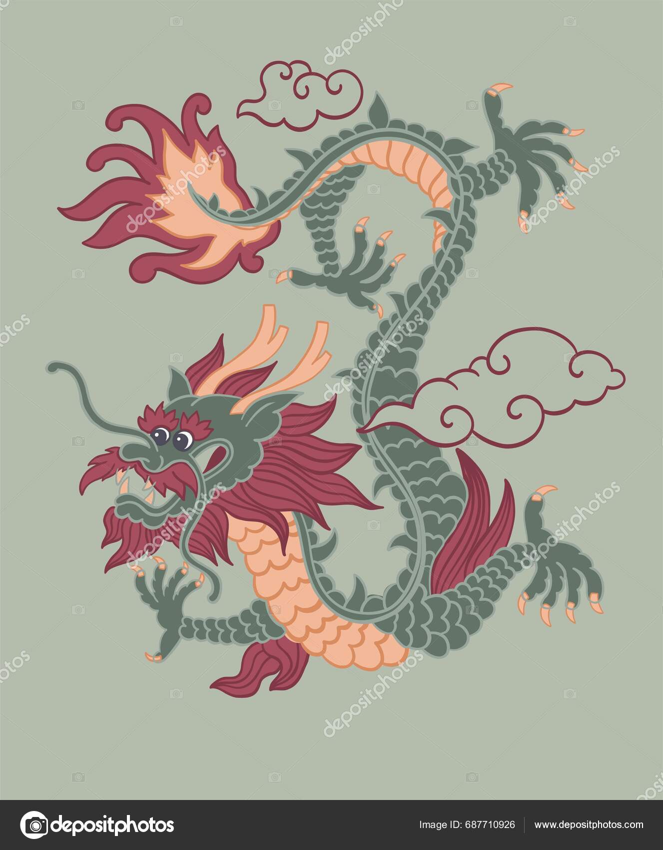 Dragon Symbol New Year 2024 Isolated Creature Claws Reptilian Tail ...