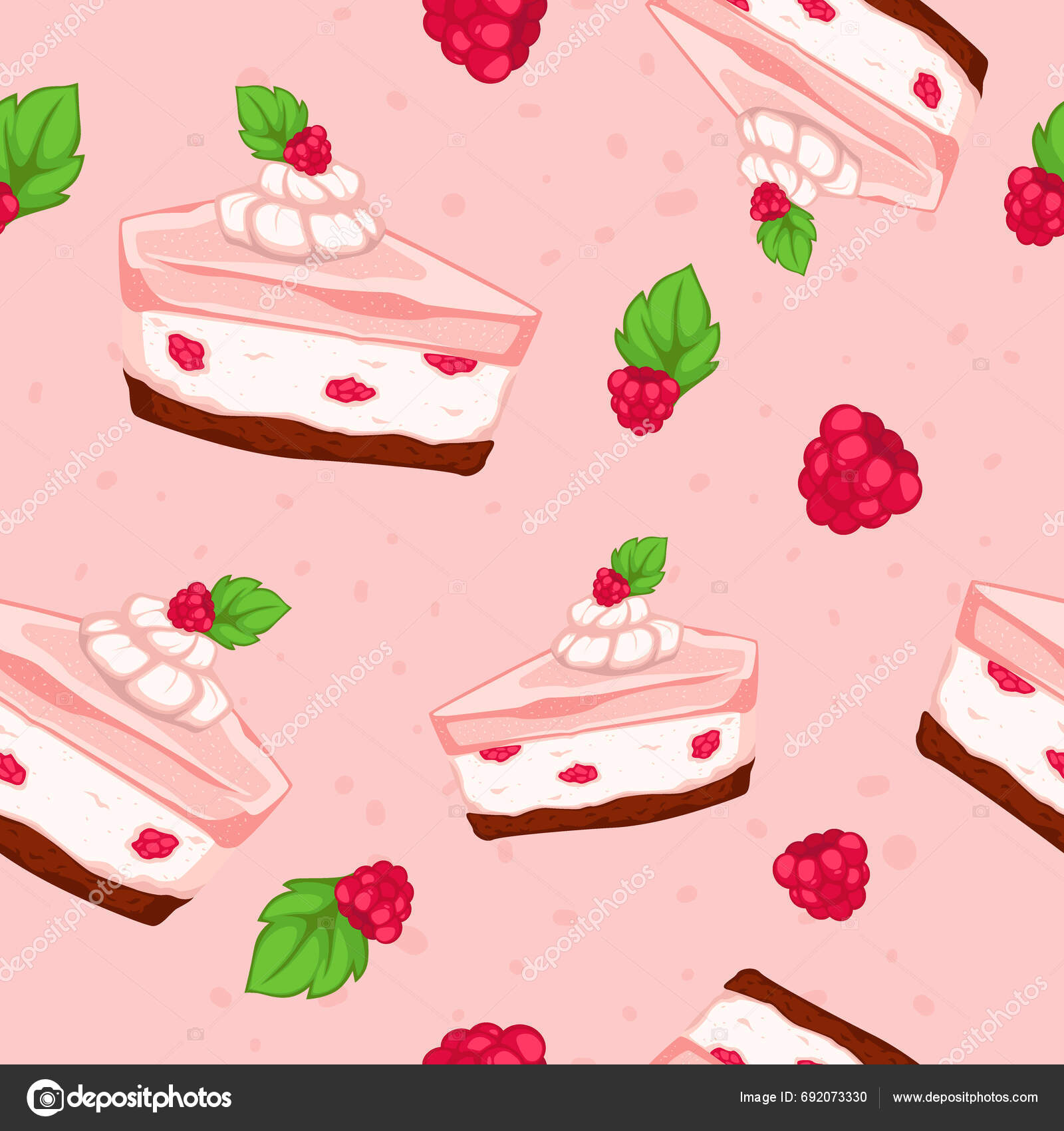 Raspberry Cheesecake Fresh Berries Leaves Desserts Bakery Shop ...