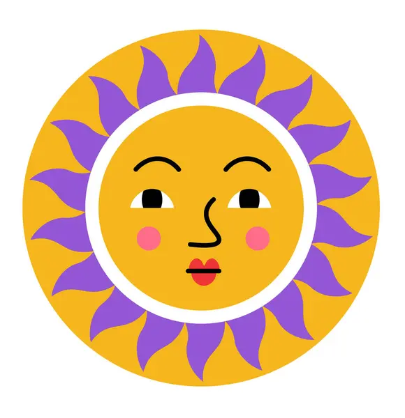 Divertido personaje del sol de dibujos animados, personaje de círculo ...