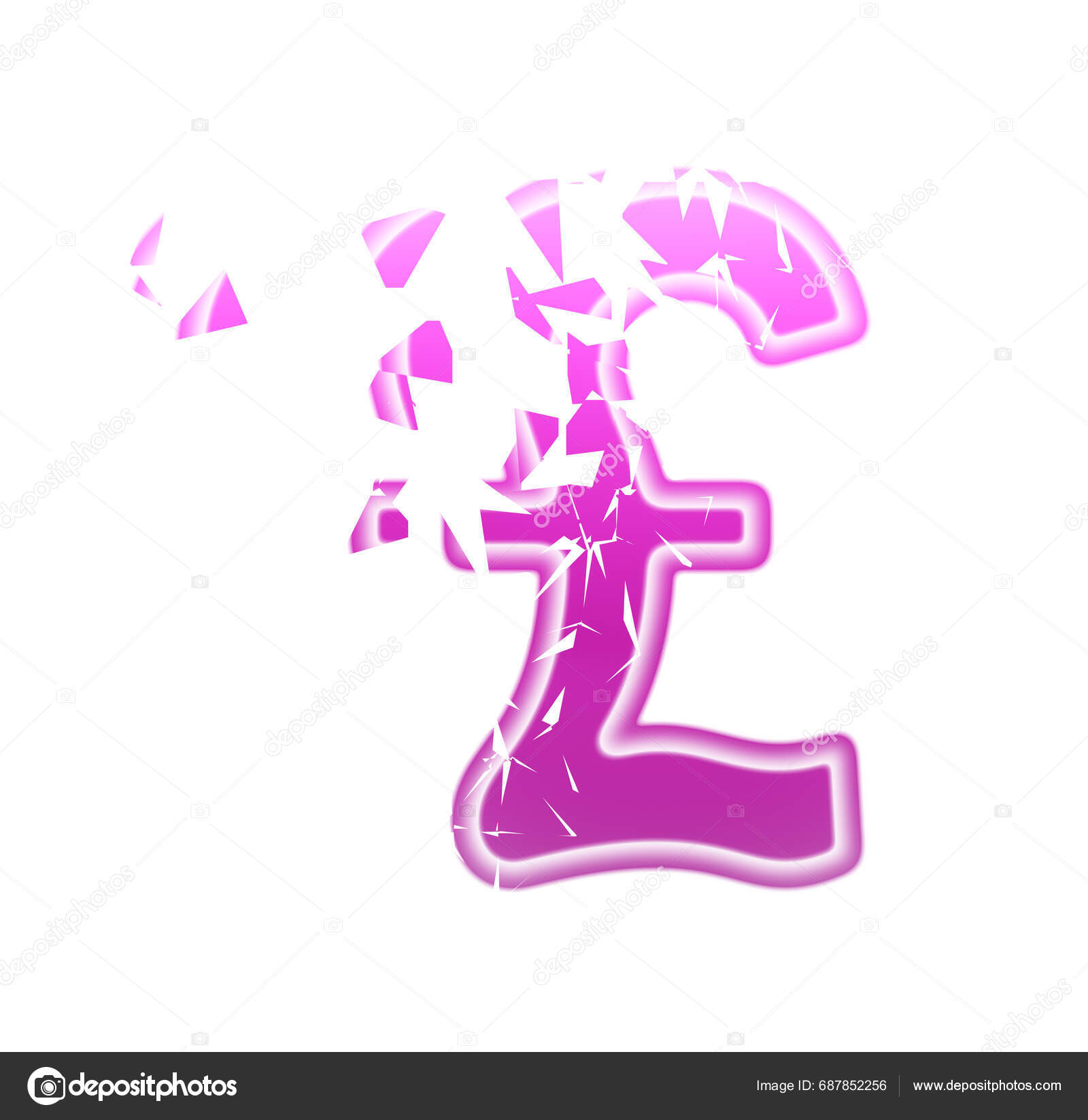 Crumbling Pound Icon Isolated White Background Illustration — Stock ...