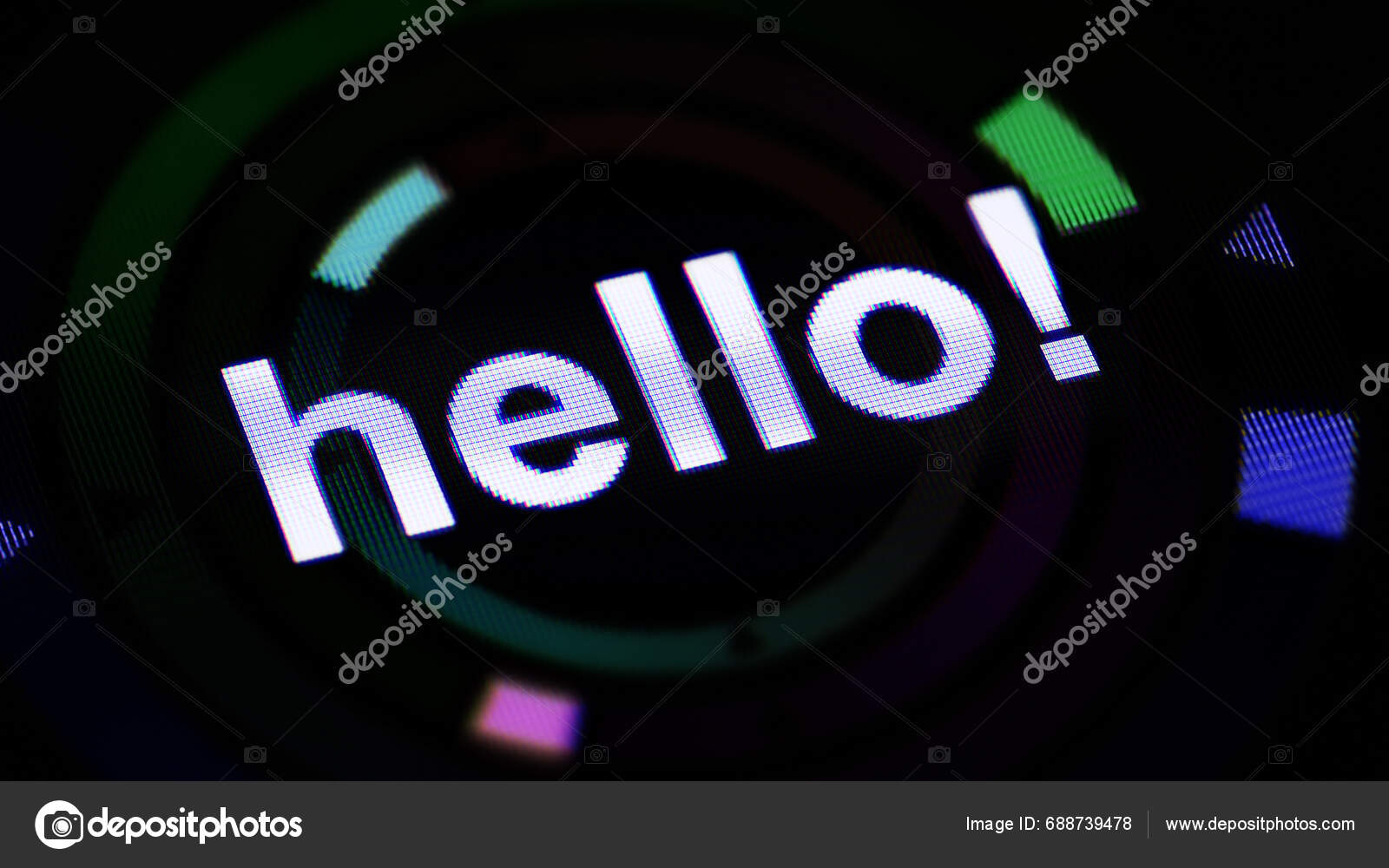 Hello Black Display Illustration — Stock Photo © PirenX #688739478