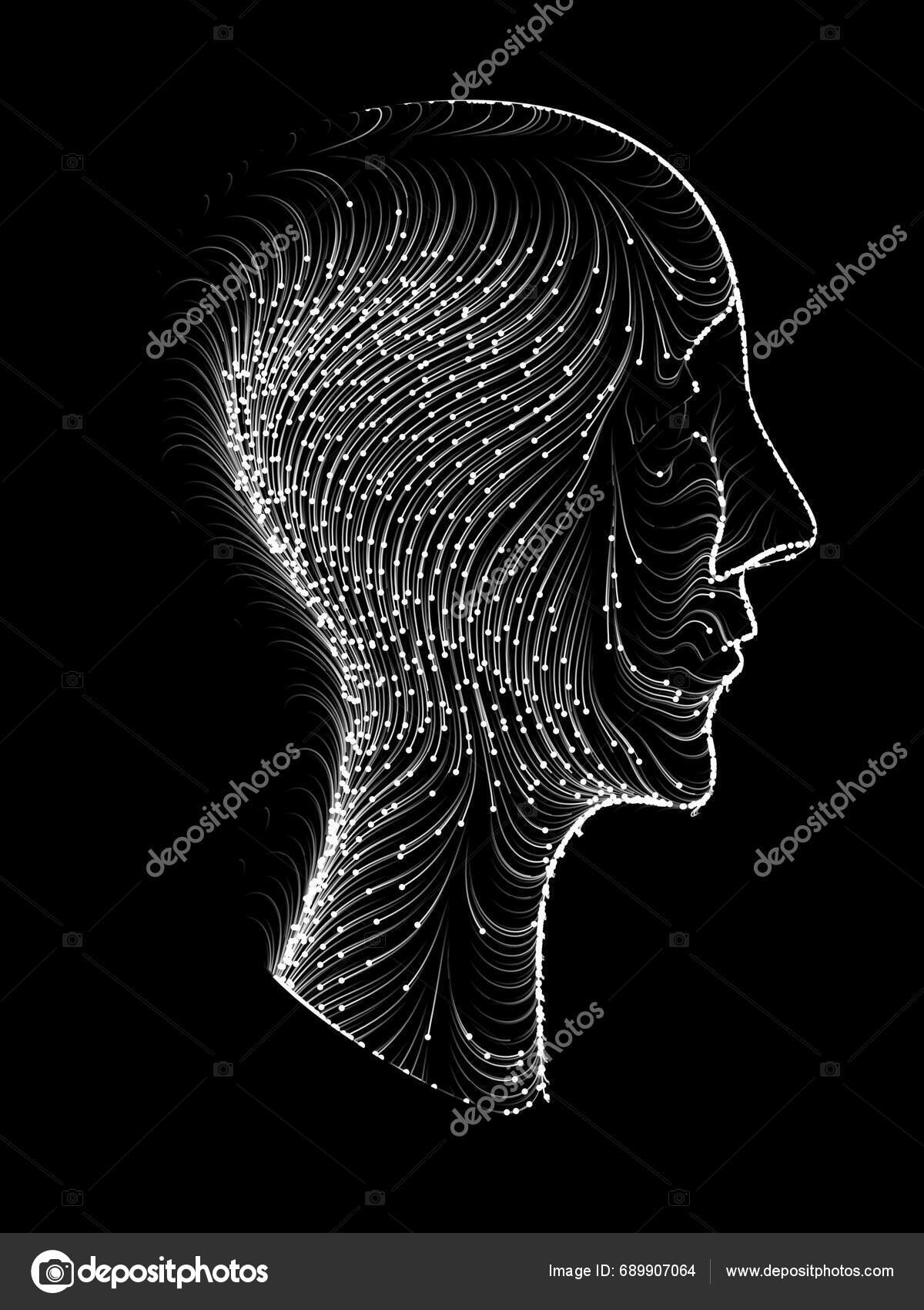 Head Shape Black Background Illustration — Stock Photo © PirenX #689907064