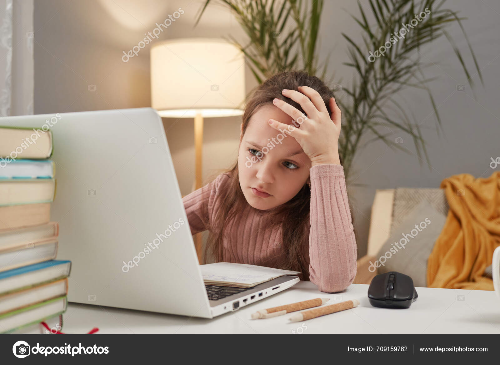 Computer Assisted Learning Tech Homeschooling Exhausted Tired Little ...