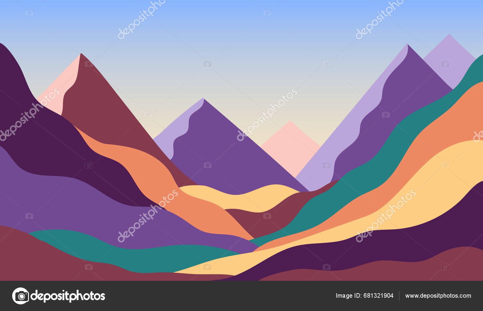 Colorful Abstract Landscape Witn Mountains Hills Stock Vector by ... Colorful Abstract Landscape Witn Mountains Hills Stock Vector by ...
