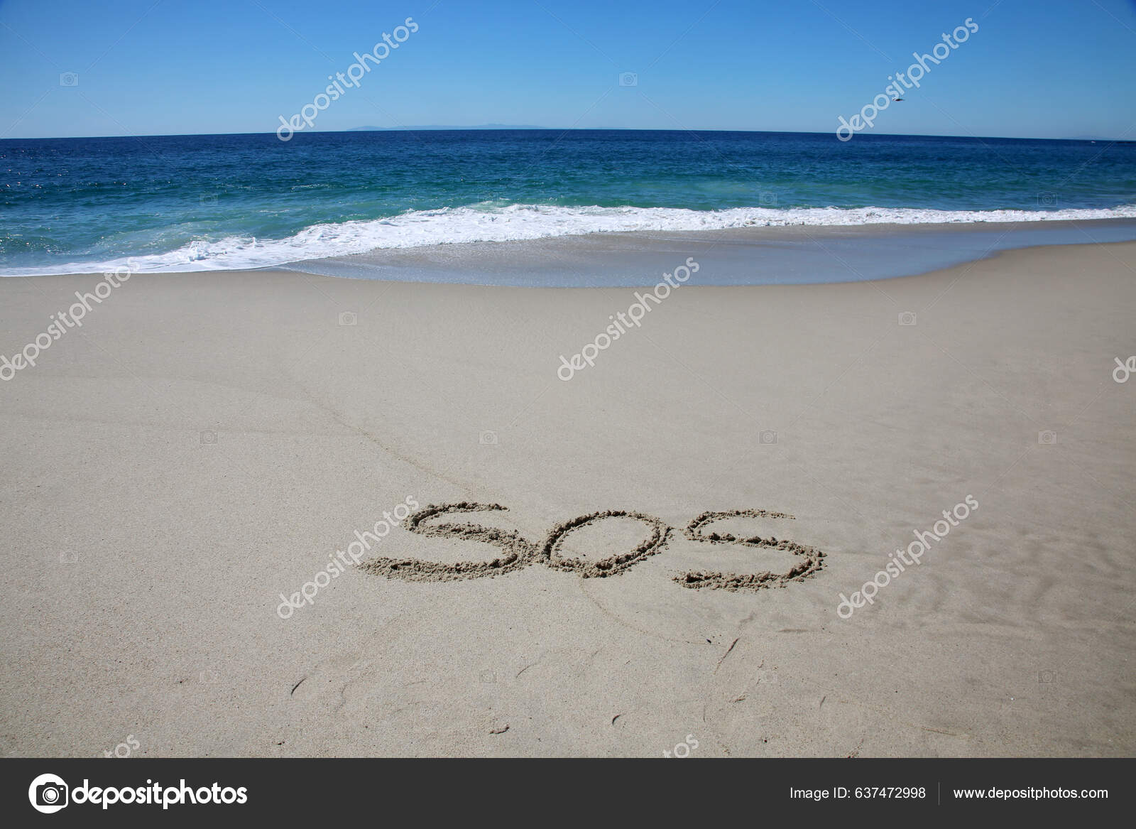 Sos Written Sand Beach Message Handwritten Smooth Sand Beach Stock ...