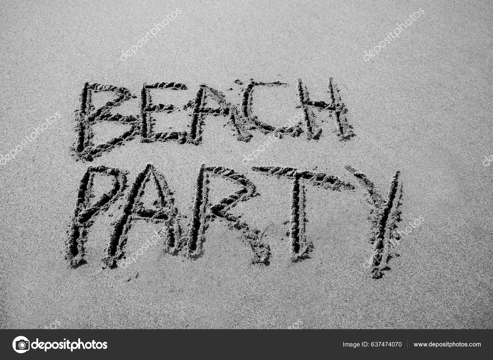 Beach Party Written Sand Beach Message Handwritten Smooth Sand Beach