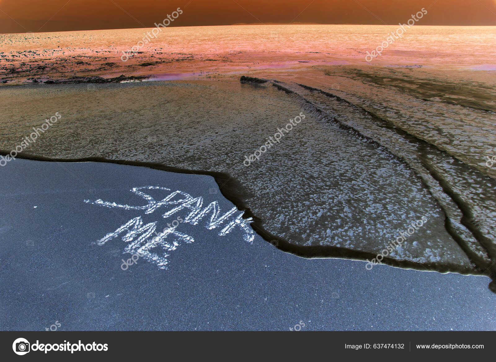 Words Written Sand Spank Written Sand Beach Ocean Sand Words — Stock ...