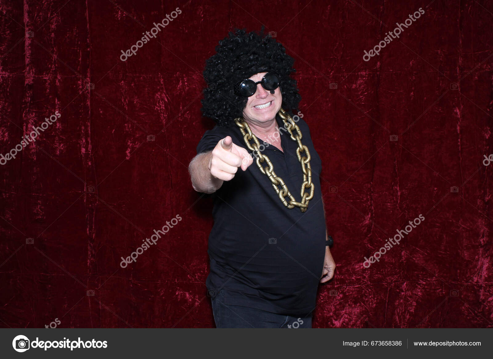 Man Wears Crazy Props Poses His Picture Taken Photo Booth — Stock Photo ...