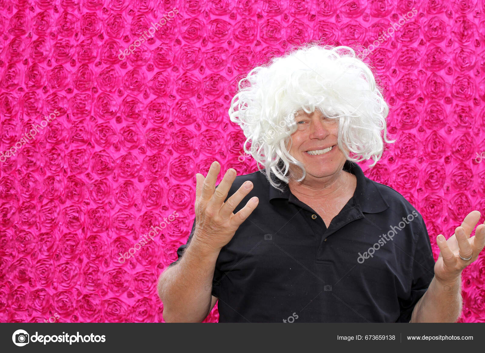 Man Wears Crazy Props Poses His Picture Taken Photo Booth — Stock Photo ...