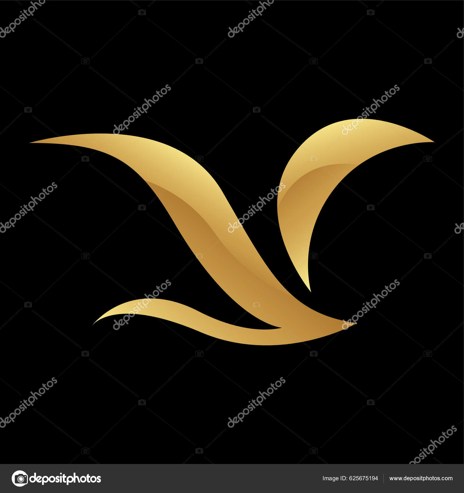 Golden Soft Wings Icono Sobre Fondo Negro Vector de stock #625675194 de ...