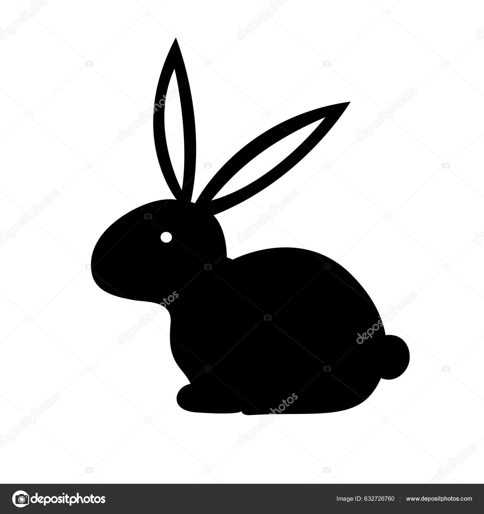 Black Rabbit Silhouette Isolated White Background — Stock Photo ...
