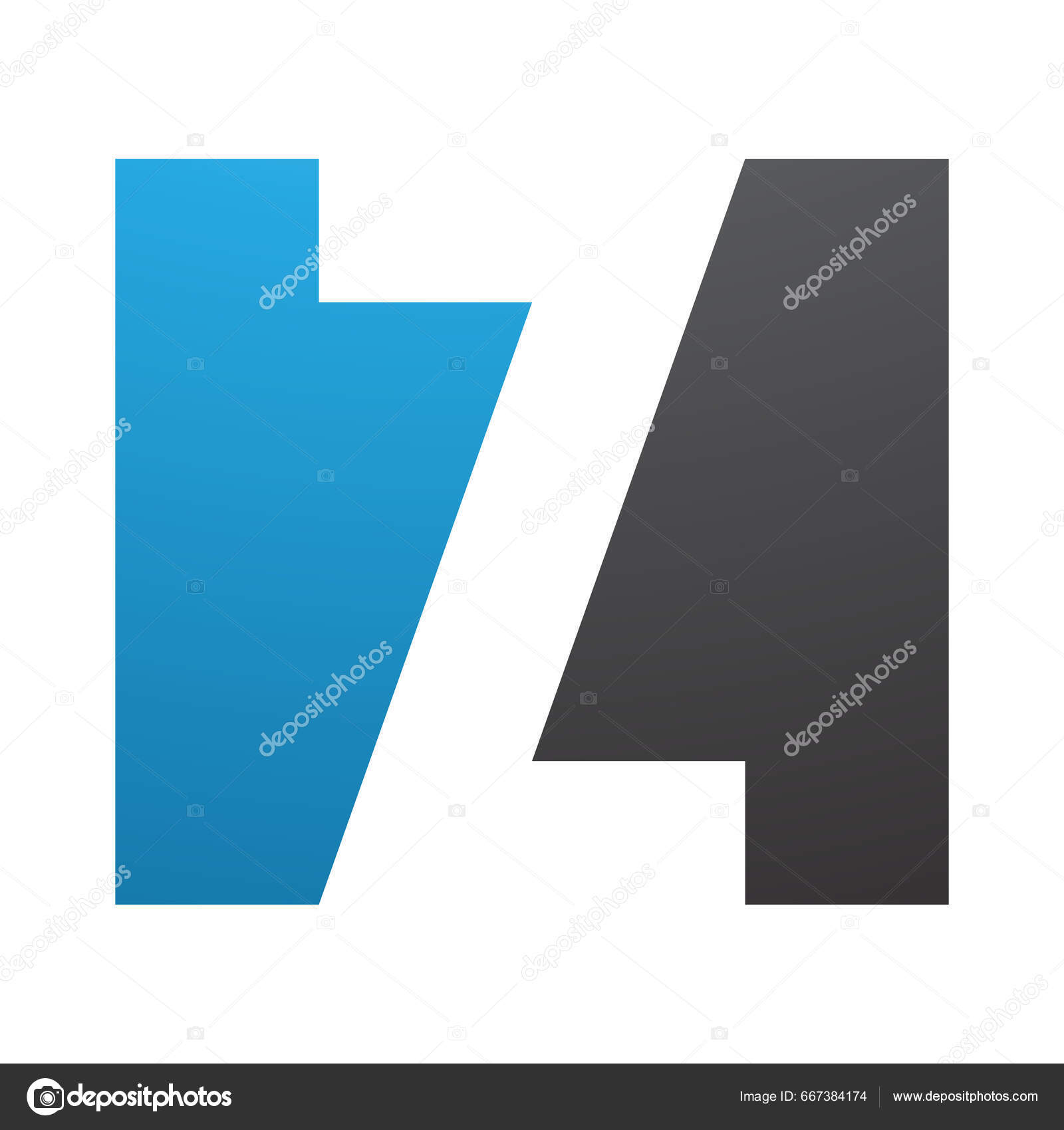 Blue Black Rectangle Shaped Letter Icon White Background Stock Vector ...