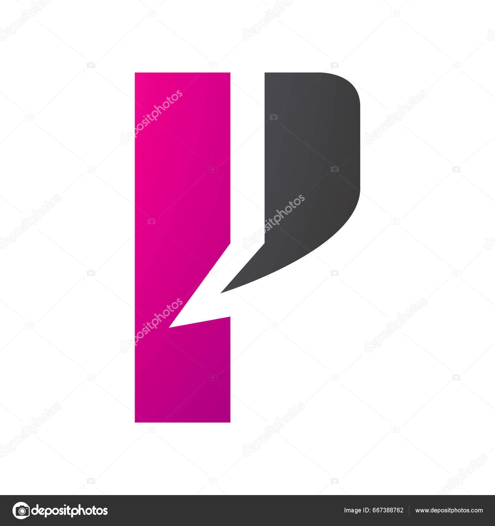 Magenta Black Letter Icon Bold Rectangle White Background Stock Vector ...