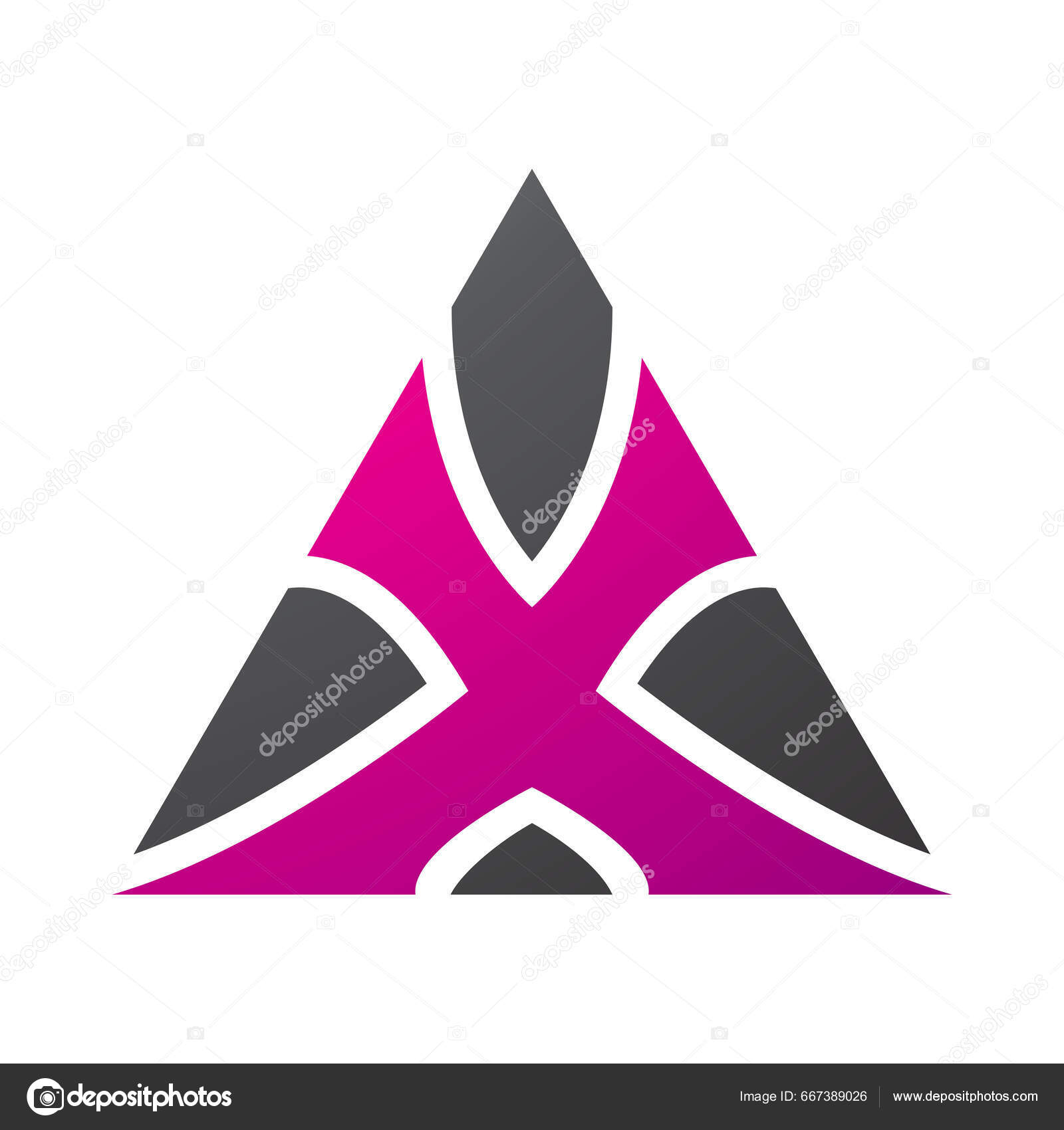 Magenta Black Triangle Shaped Letter Icon White Background Stock Vector ...