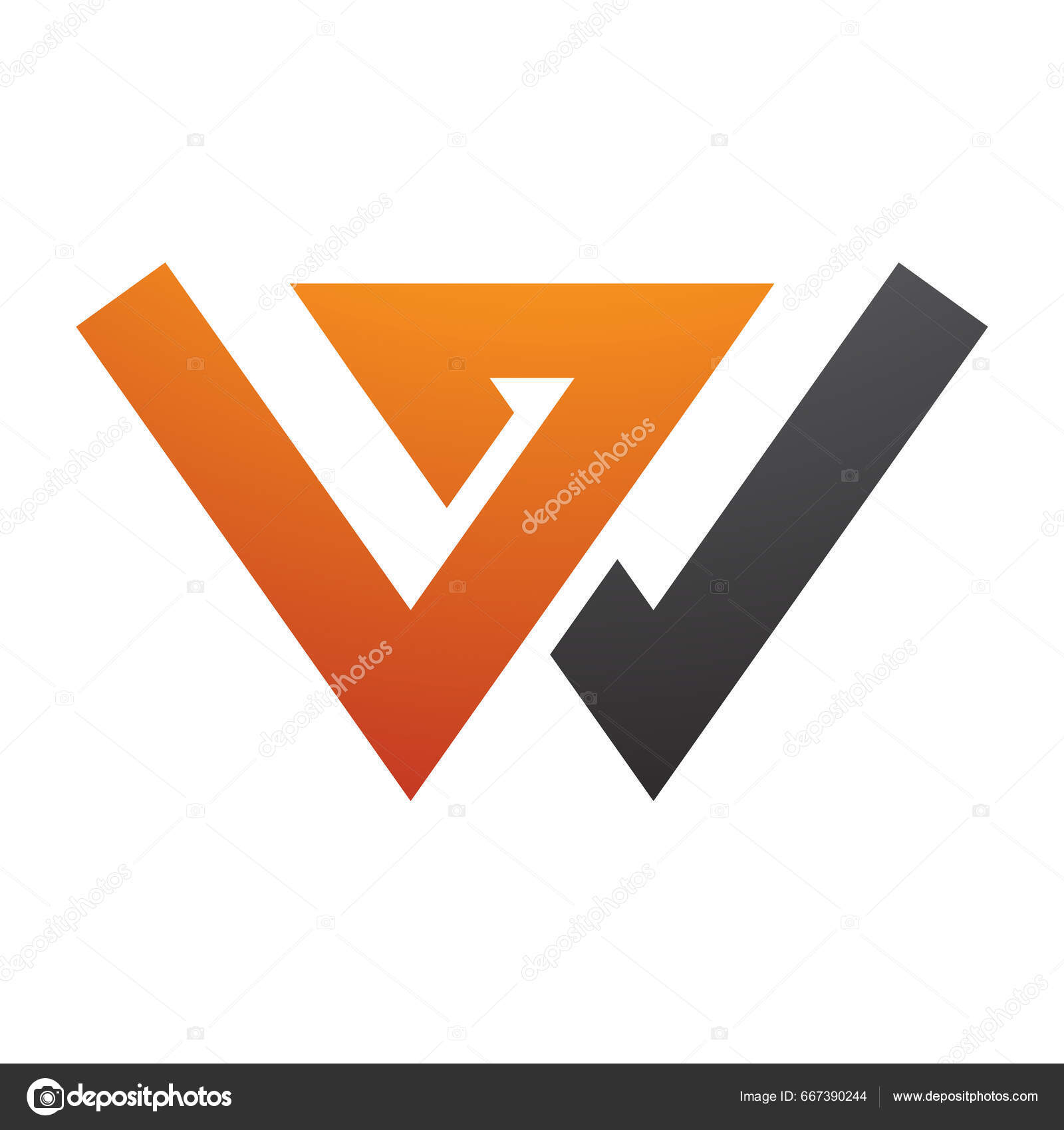 Orange Black Letter Icon Intersecting Lines White Background Stock ...