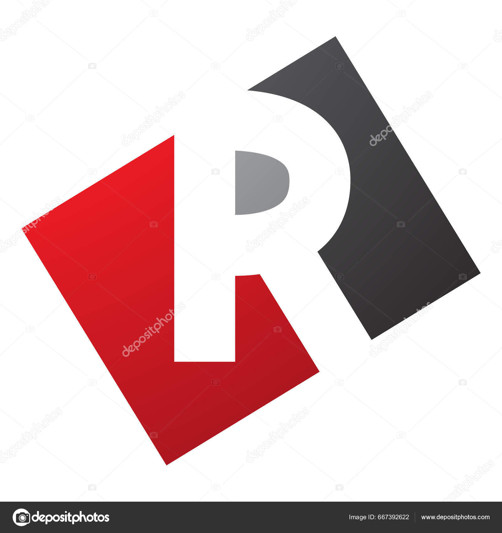 Red Black Rectangle Shaped Letter Icon White Background Stock Vector by ...