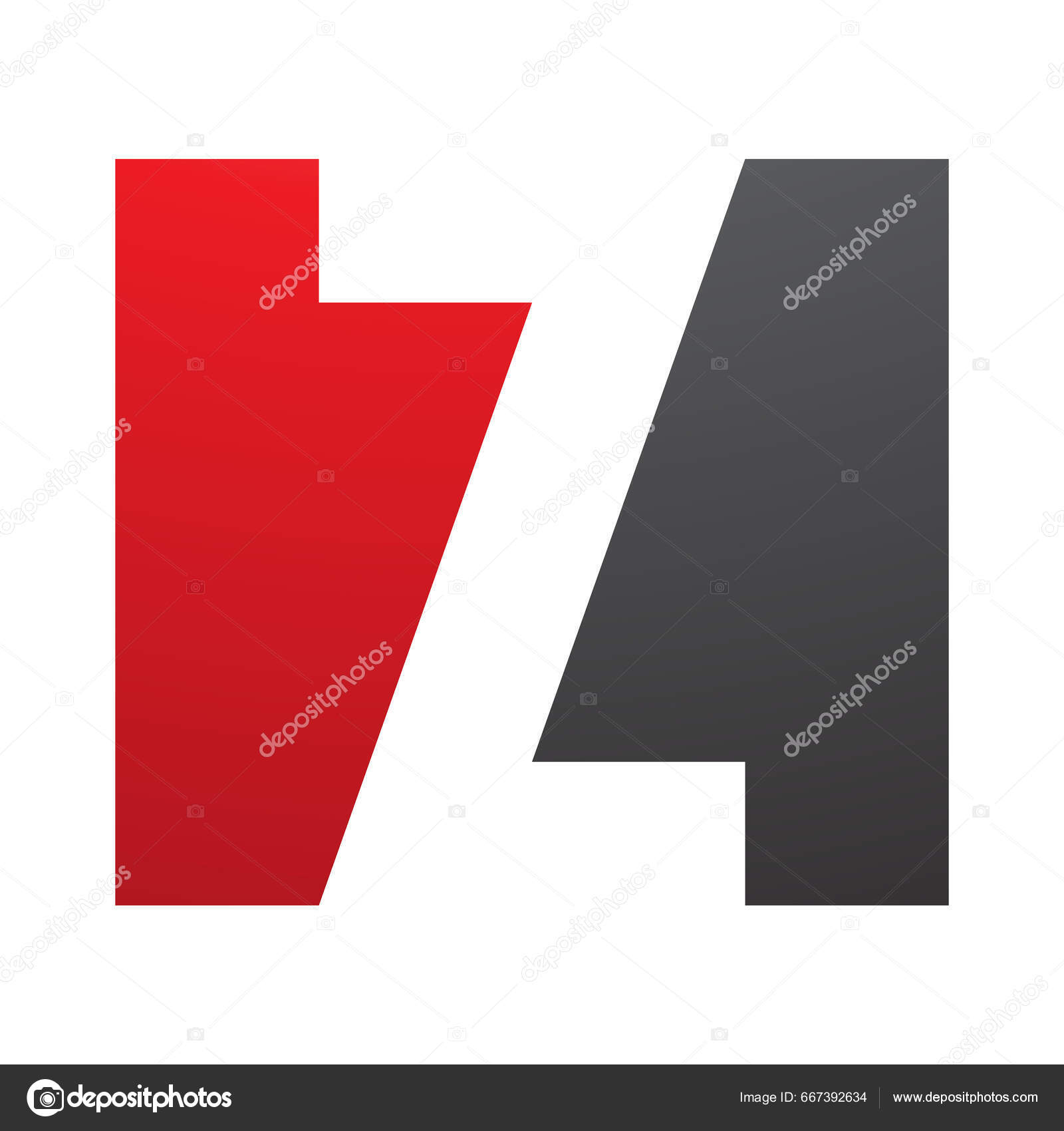 Red Black Rectangle Shaped Letter Icon White Background Stock Vector by ...