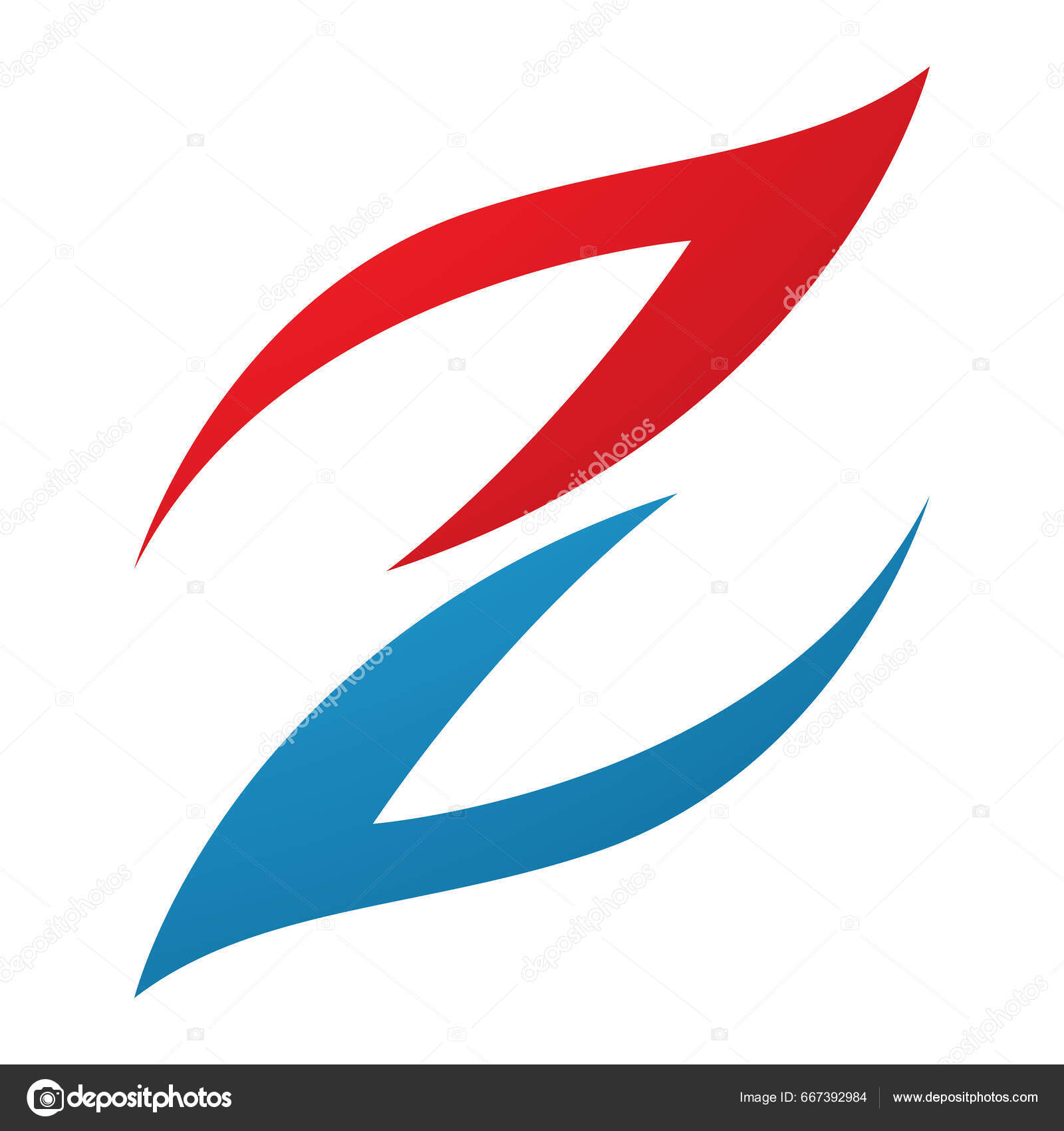 白色背景上红色和蓝色的形状字母Z图标 图库矢量图©cidepix 667392984