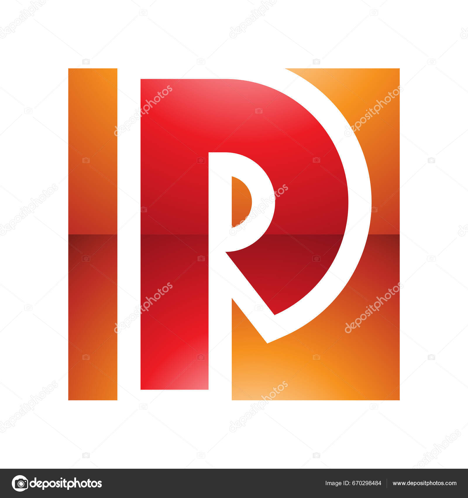 Orange Red Glossy Square Letter Icon White Background Stock Vector by ©cidepix 670298484