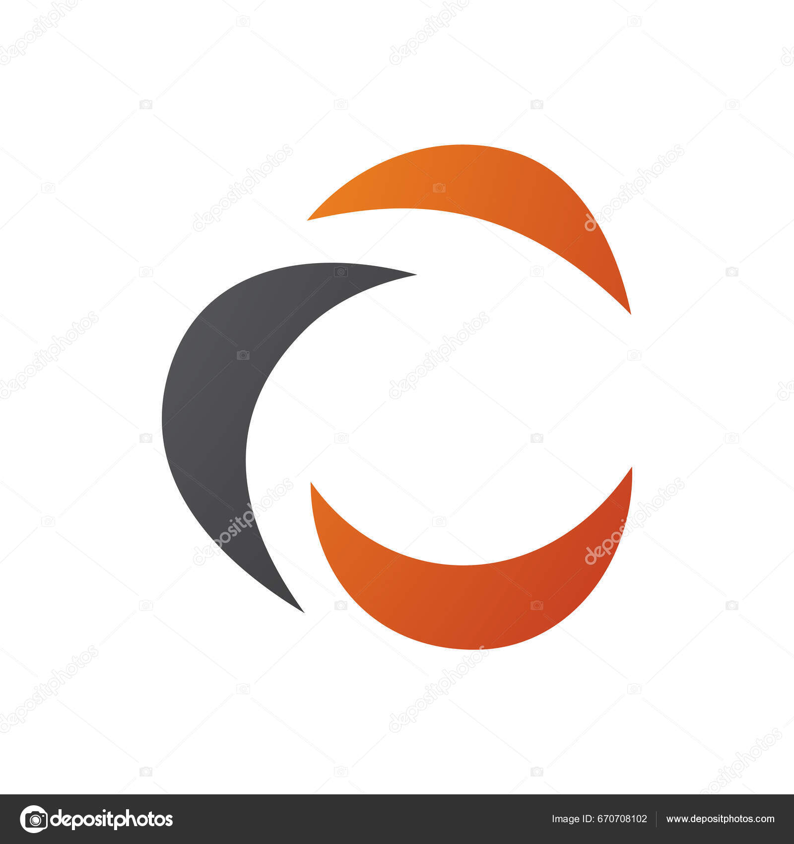 Black Orange Crescent Shaped Letter Icon White Background — Stock Photo ...