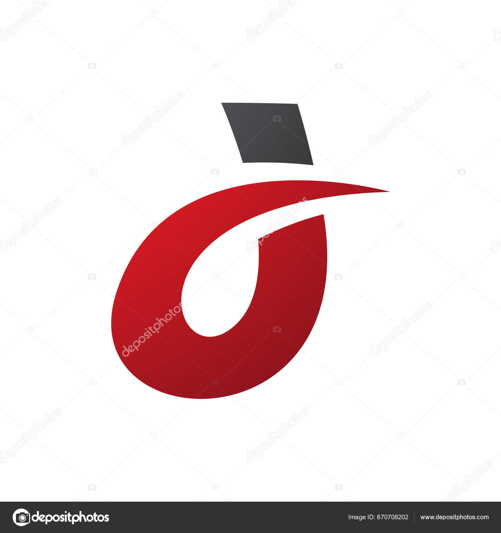 Black Red Curved Spiky Letter Icon White Background — Stock Photo ...
