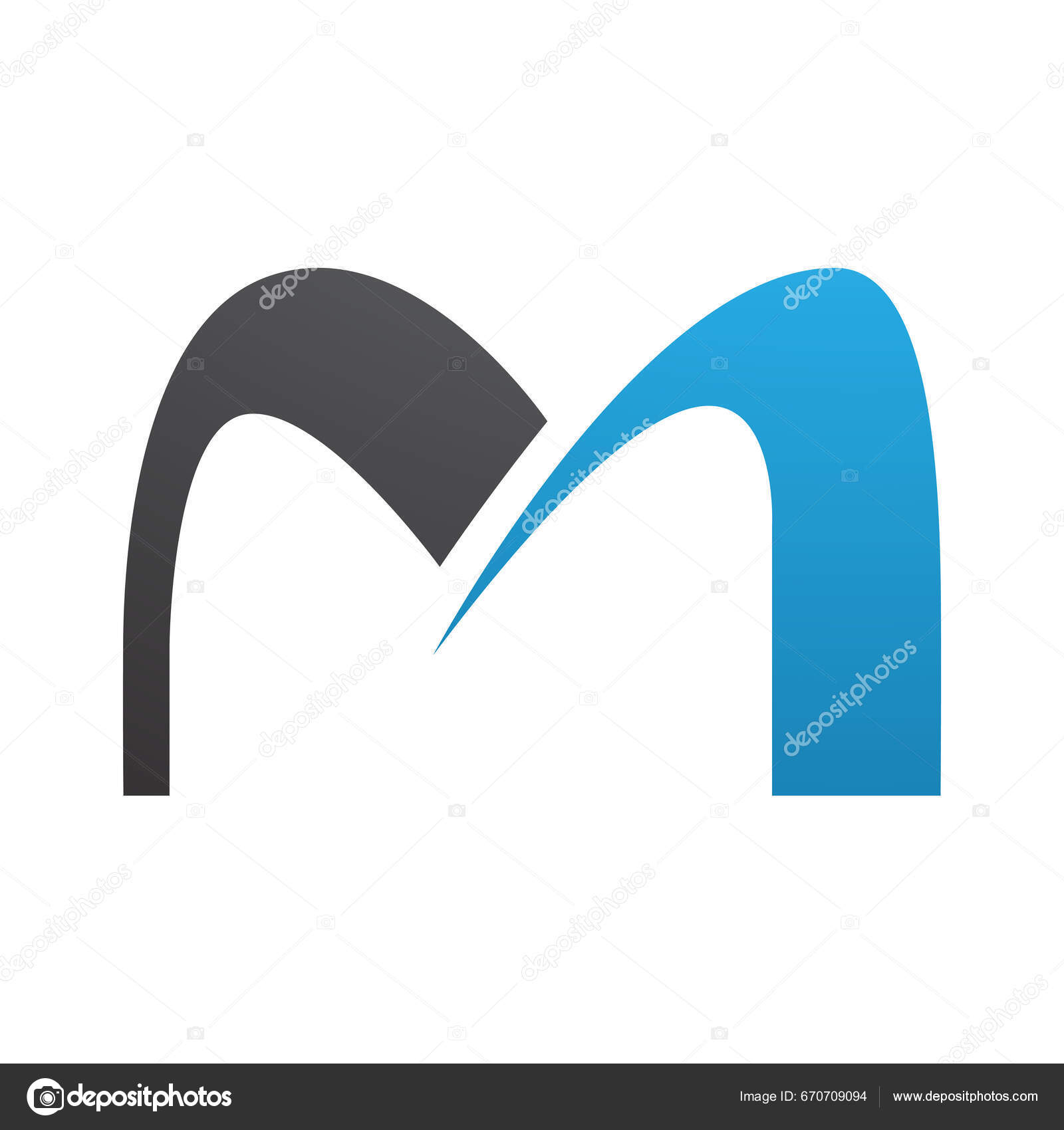 Blue Black Arch Shaped Letter Icon White Background — Stock Photo ...