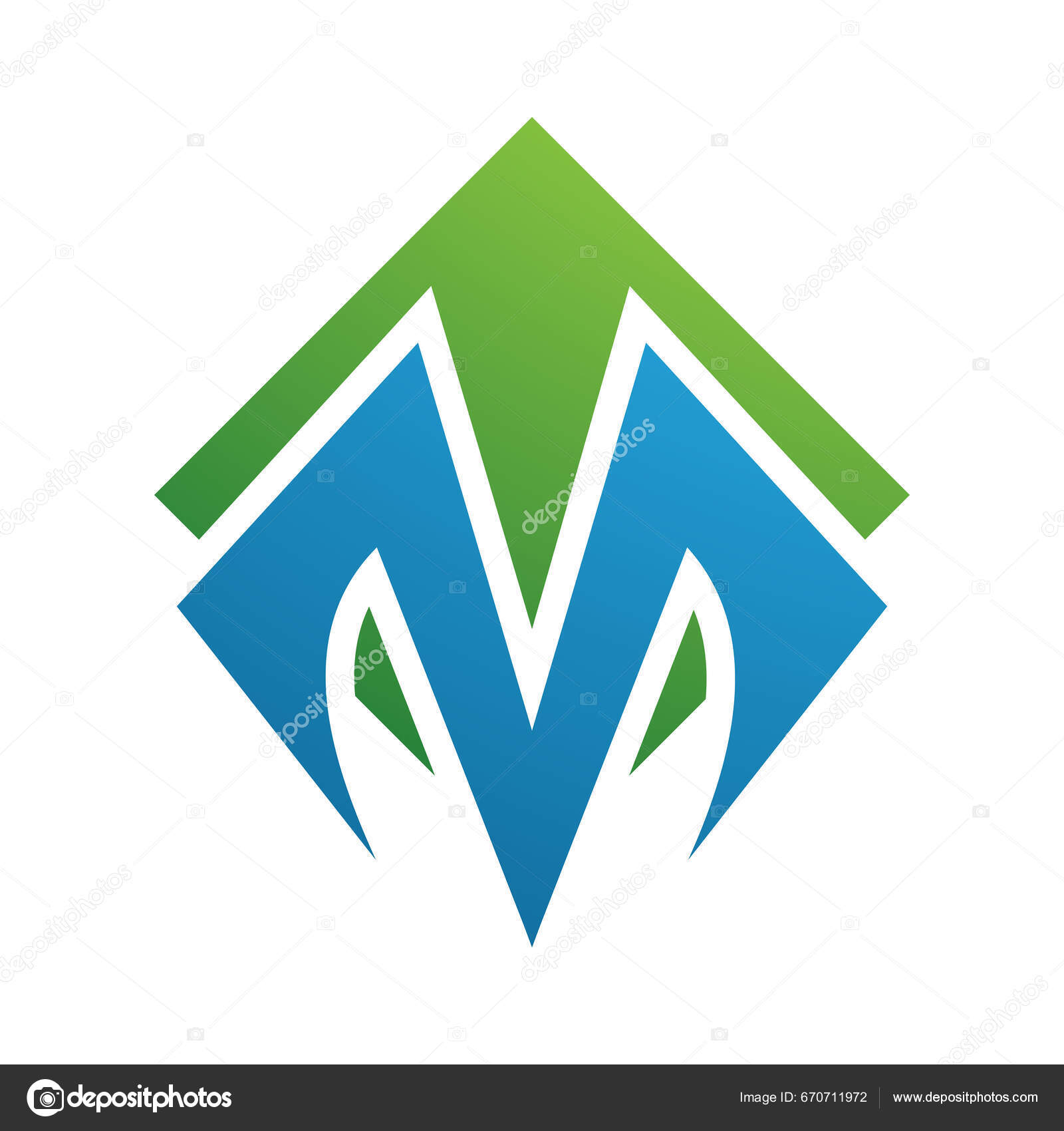 Green Blue Square Diamond Shaped Letter Icon White Background — Stock ...