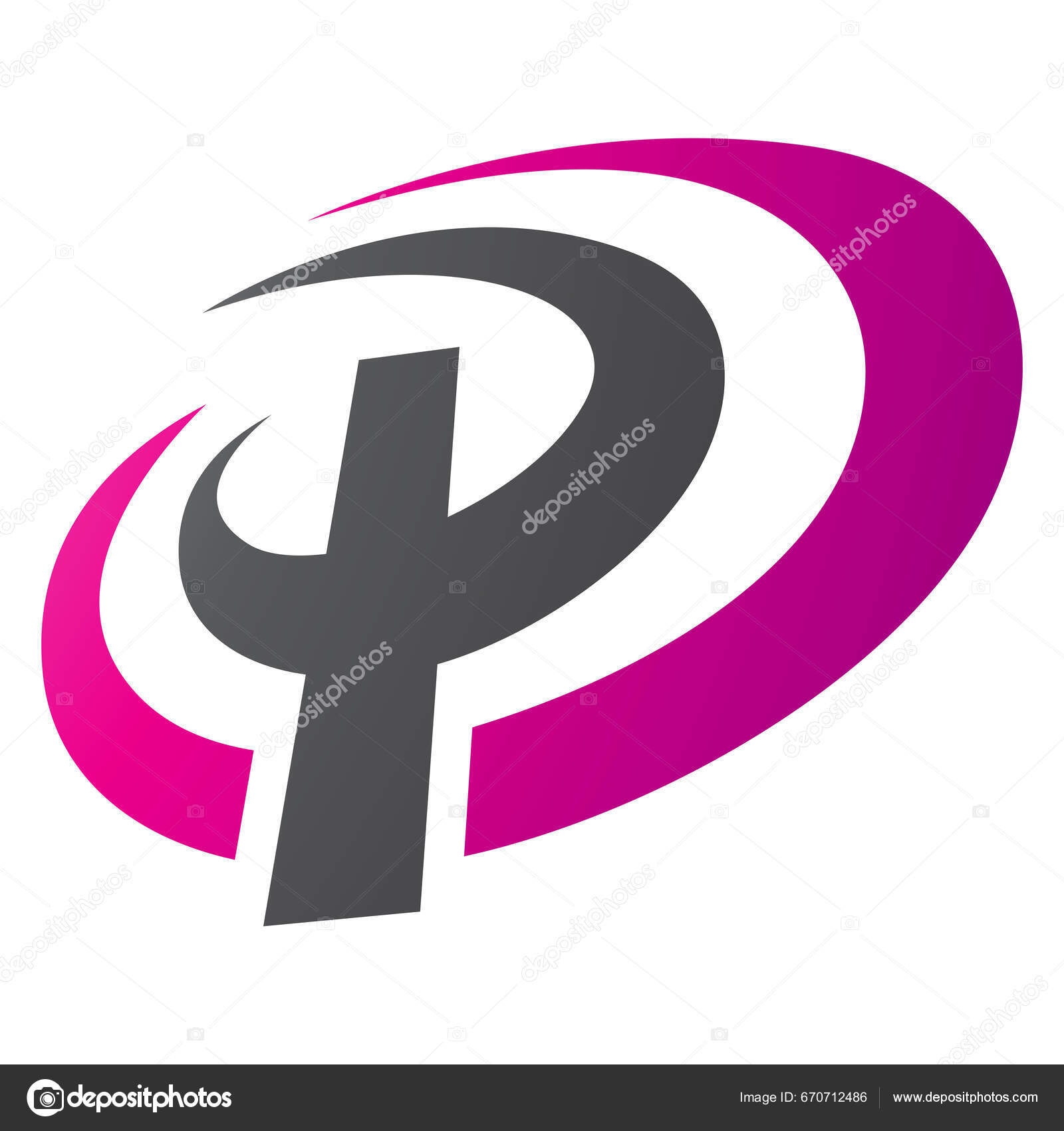 Magenta Black Oval Shaped Letter Icon White Background Stock Photo by ...