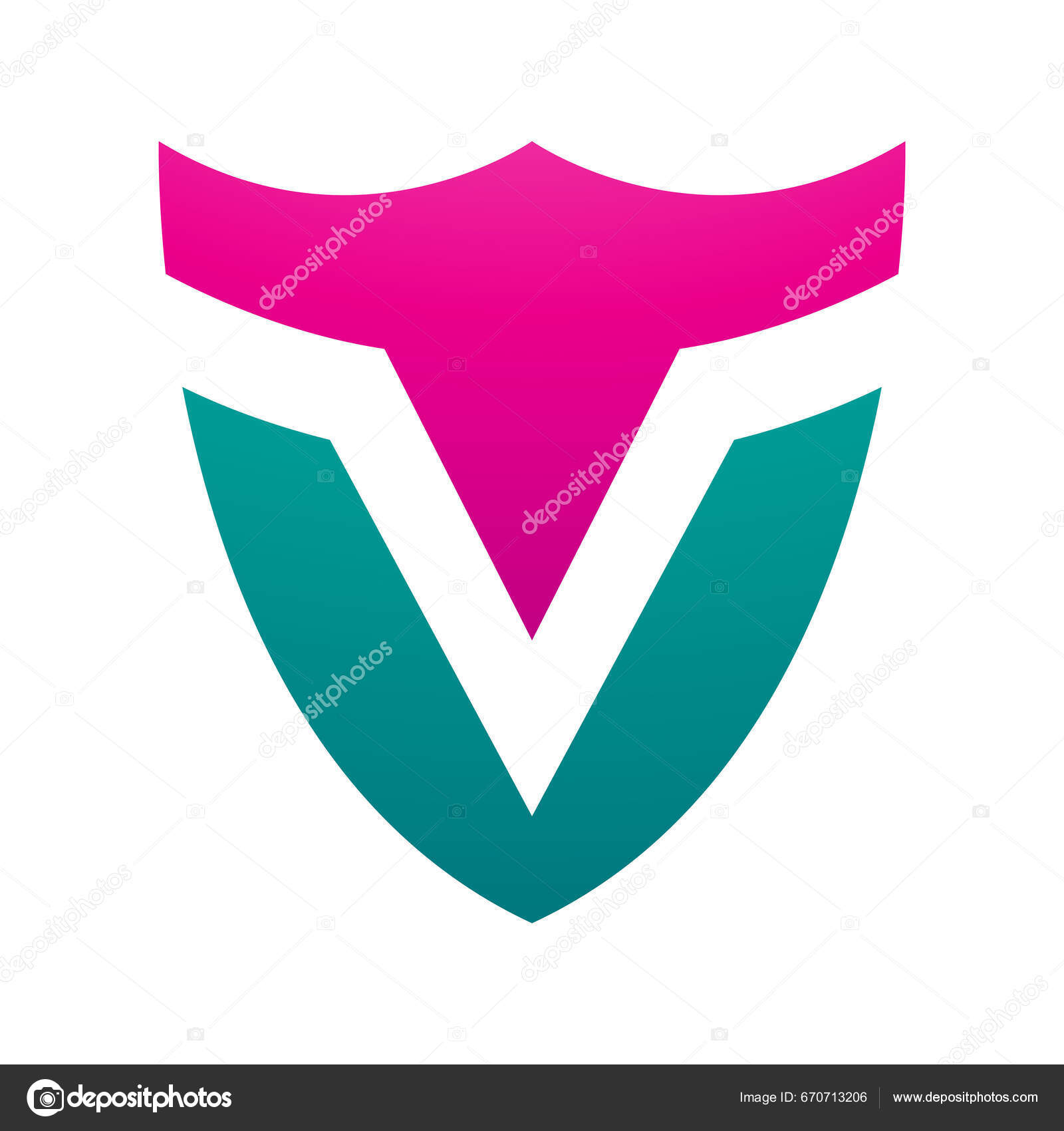 Magenta Green Shield Shaped Letter Icon White Background — Stock Photo ...