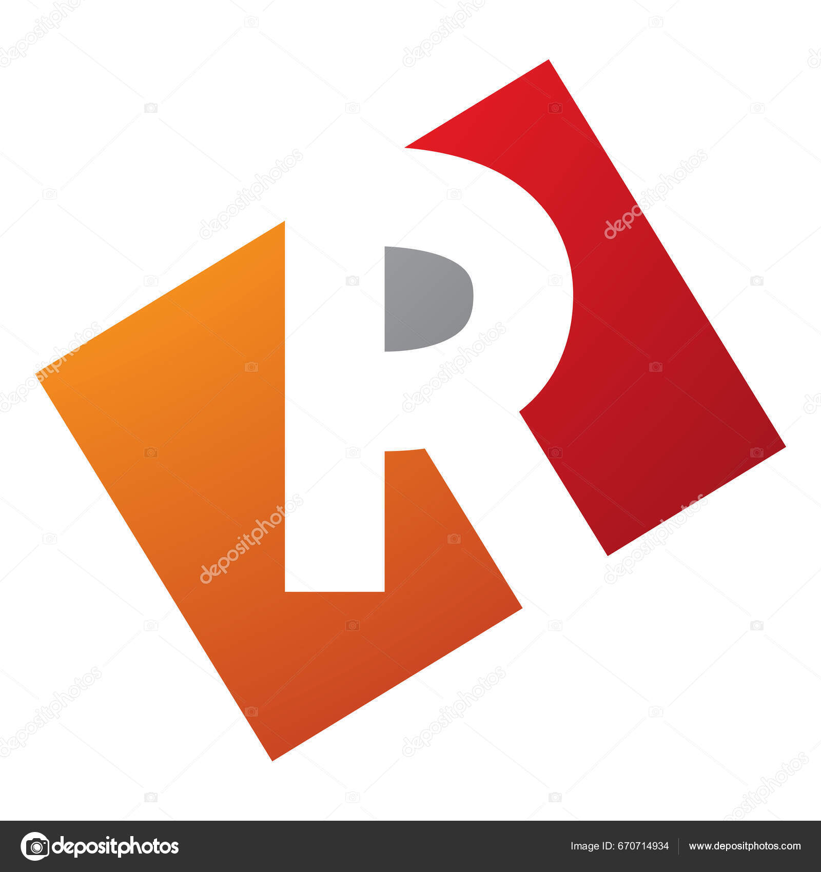 Orange Red Rectangle Shaped Letter Icon White Background — Stock Photo ...