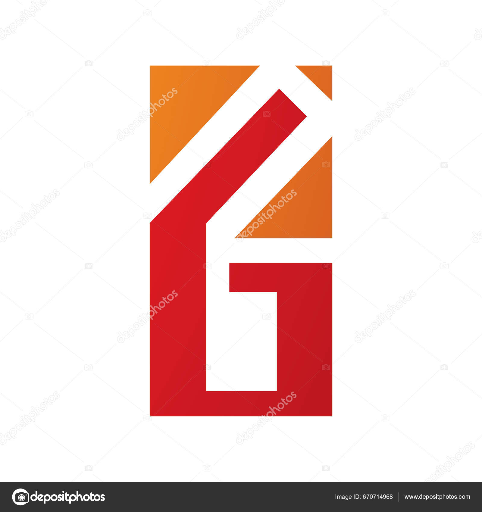Orange Red Rectangular Letter Number Icon White Background — Stock ...