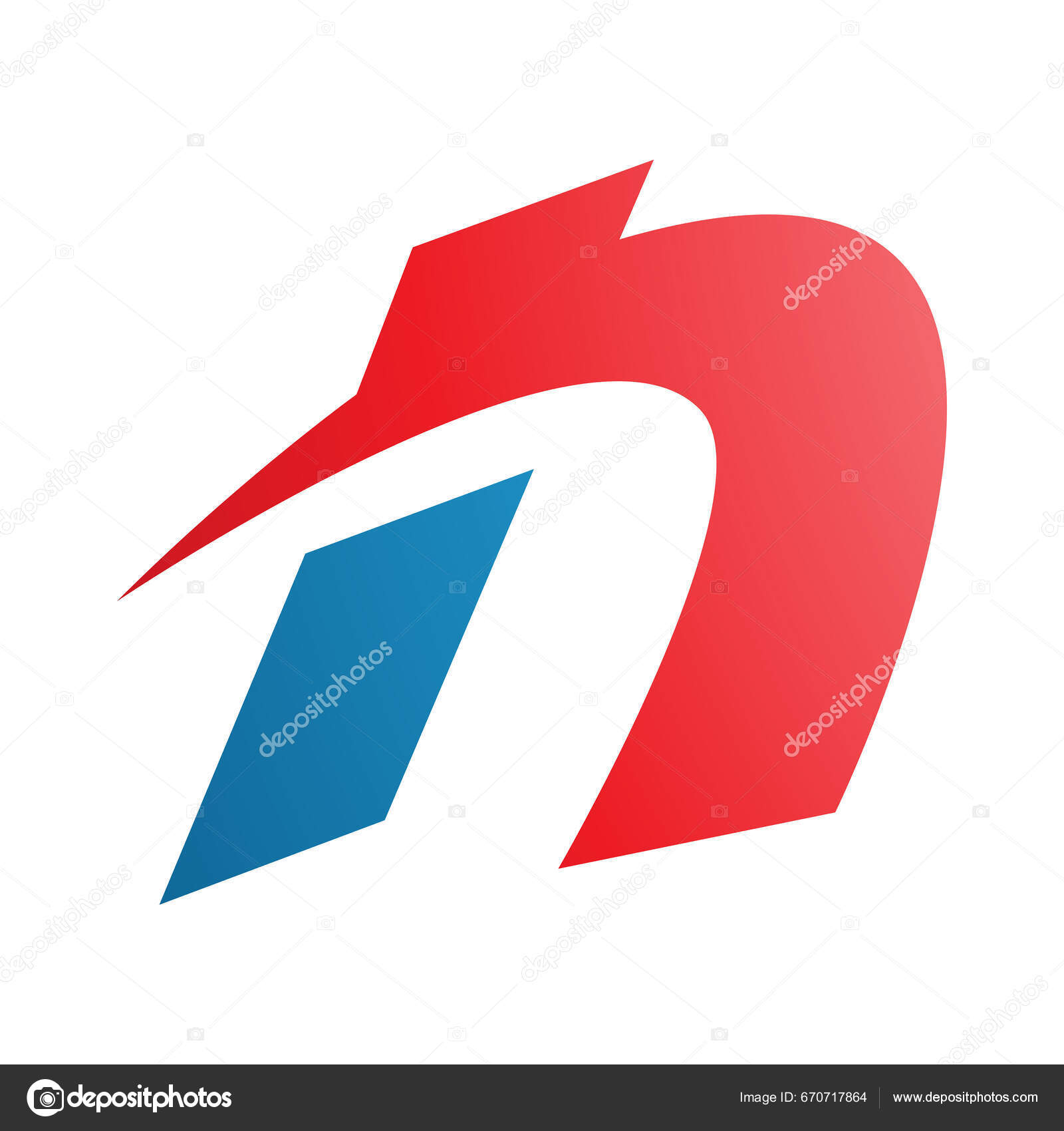 Red Blue Spiky Italic Letter Icon White Background — Stock Photo ...