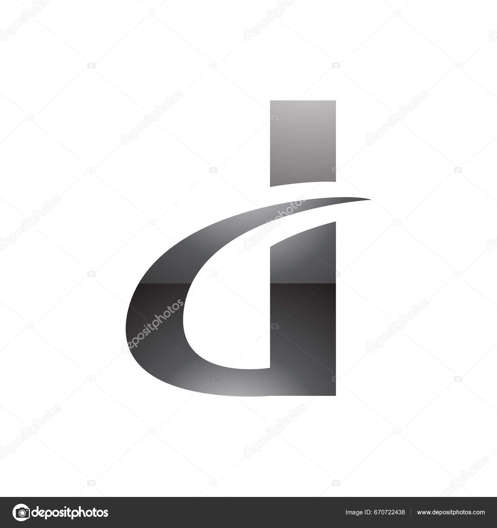 Grey Glossy Curvy Pointed Letter Icon White Background — Stock Photo ...