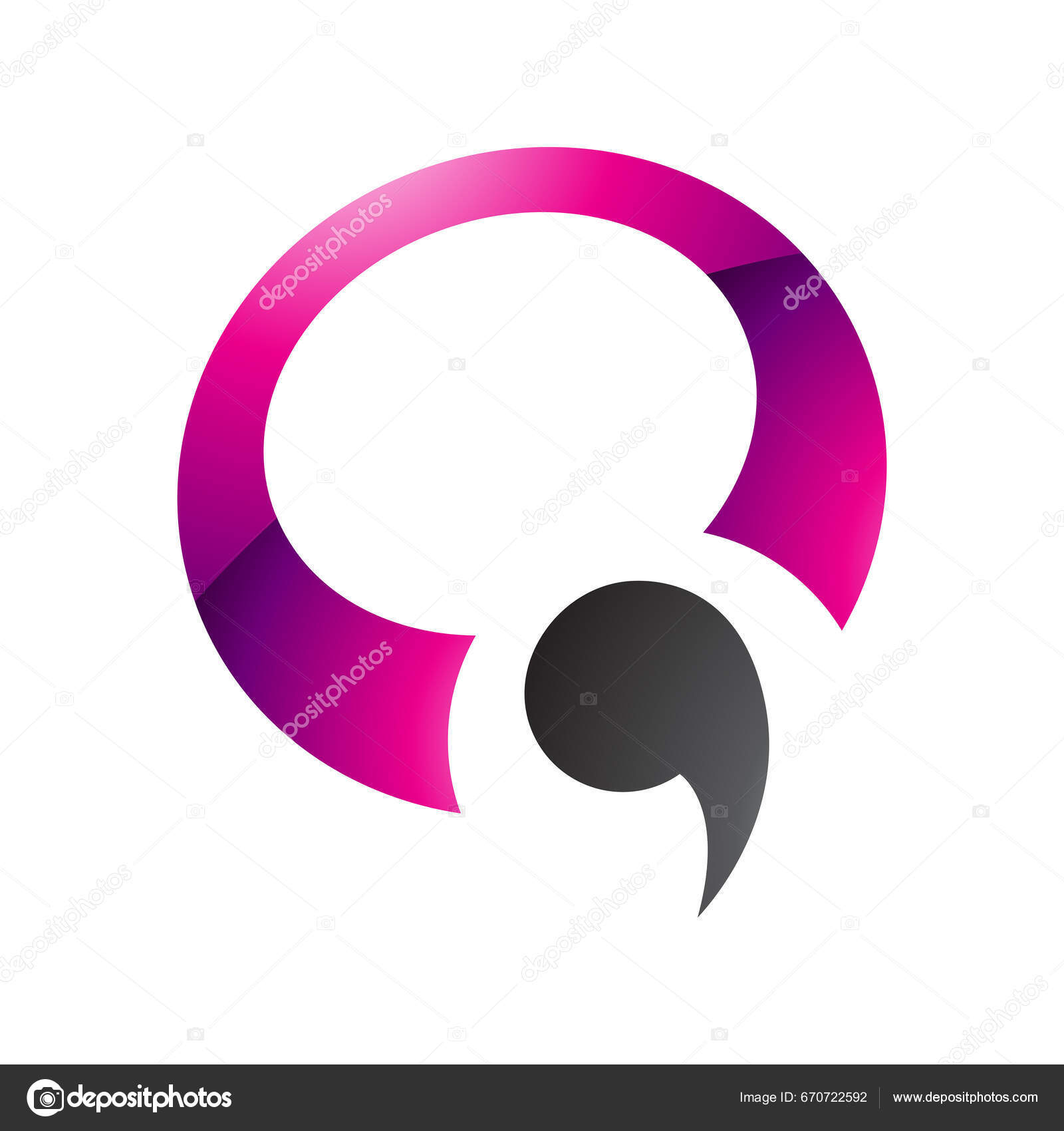Magenta Black Glossy Comma Shaped Letter Icon White Background — Stock ...