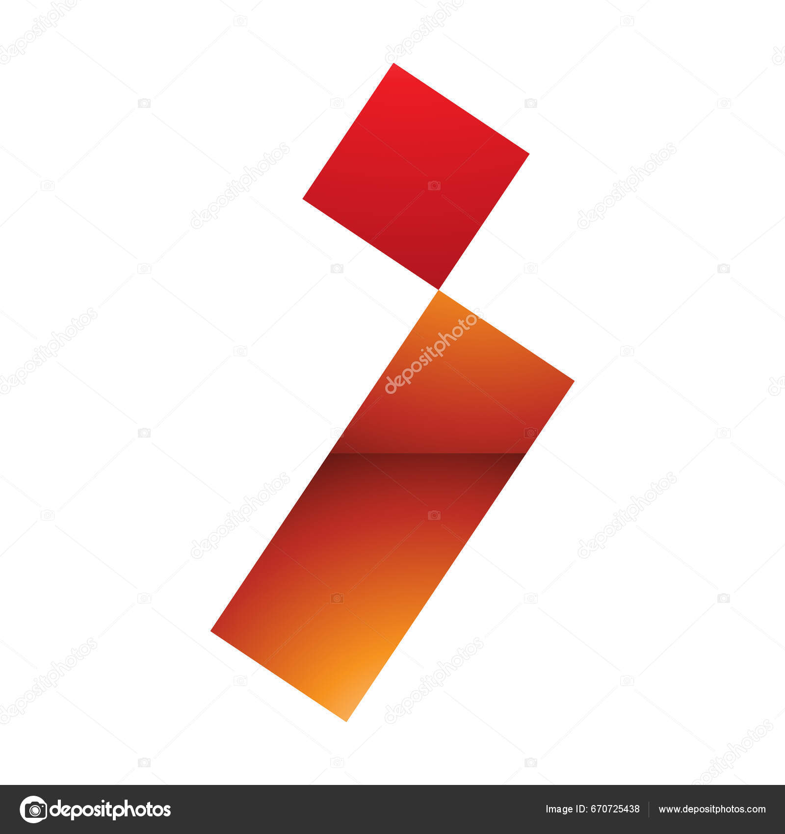 Orange Red Glossy Letter Icon Square Rectangle White Background — Stock ...