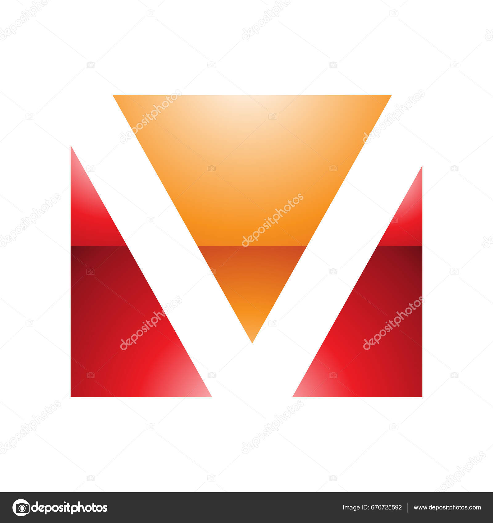 Orange Red Glossy Rectangular Shaped Letter Icon White Background ...