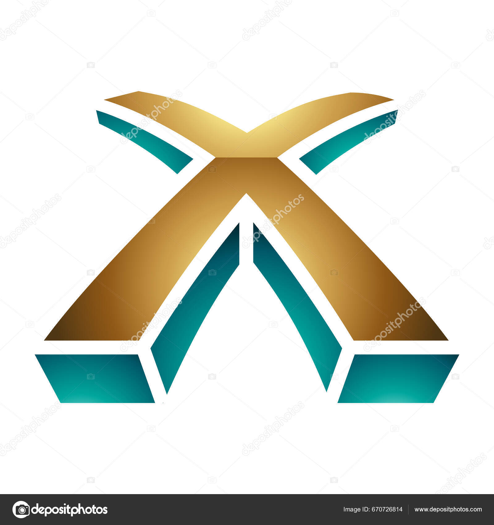 Persian Green Gold Glossy Shaped Letter Icon White Background — Stock ...