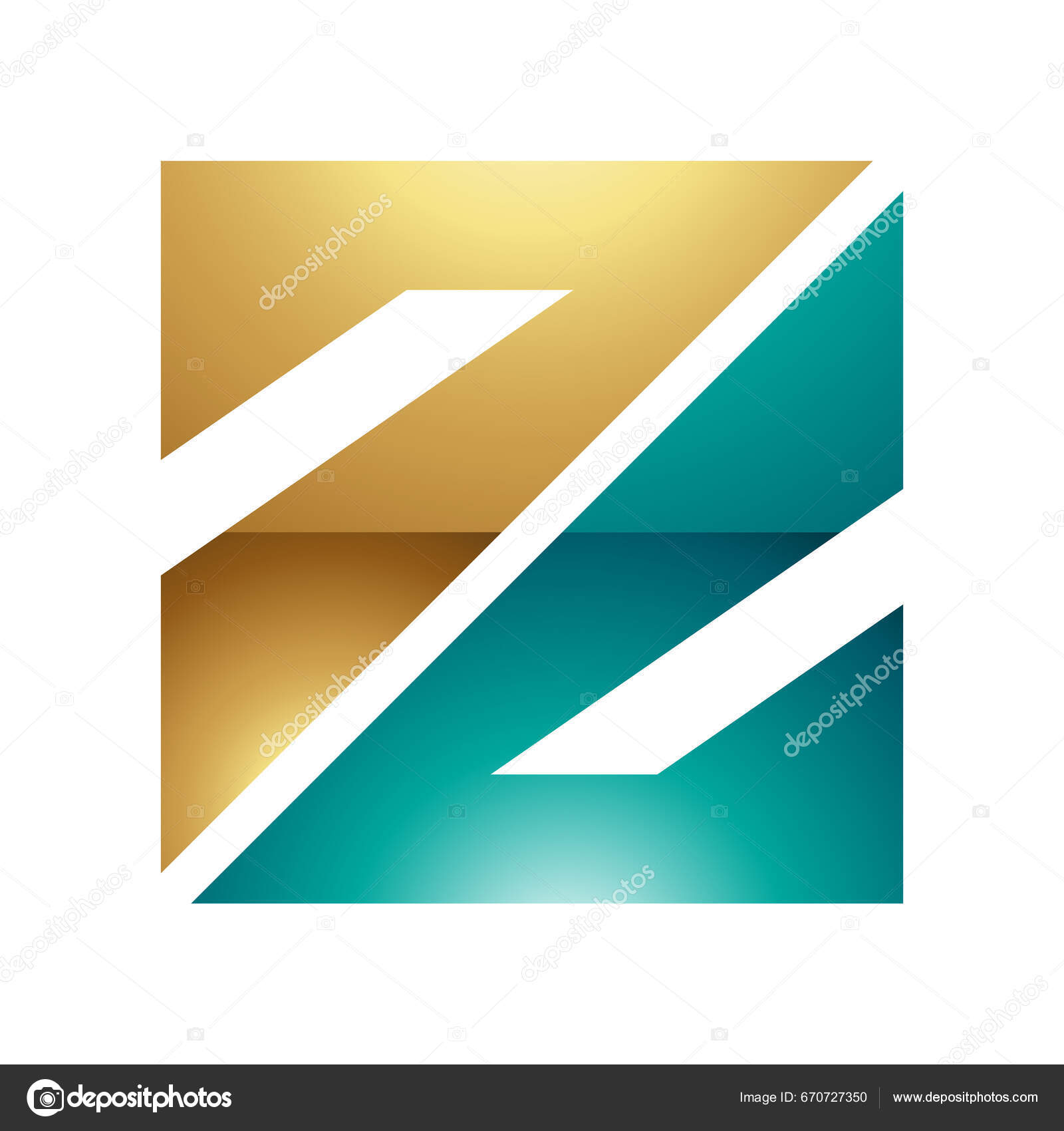 Persian Green Gold Glossy Triangular Square Shaped Letter Icon White ...