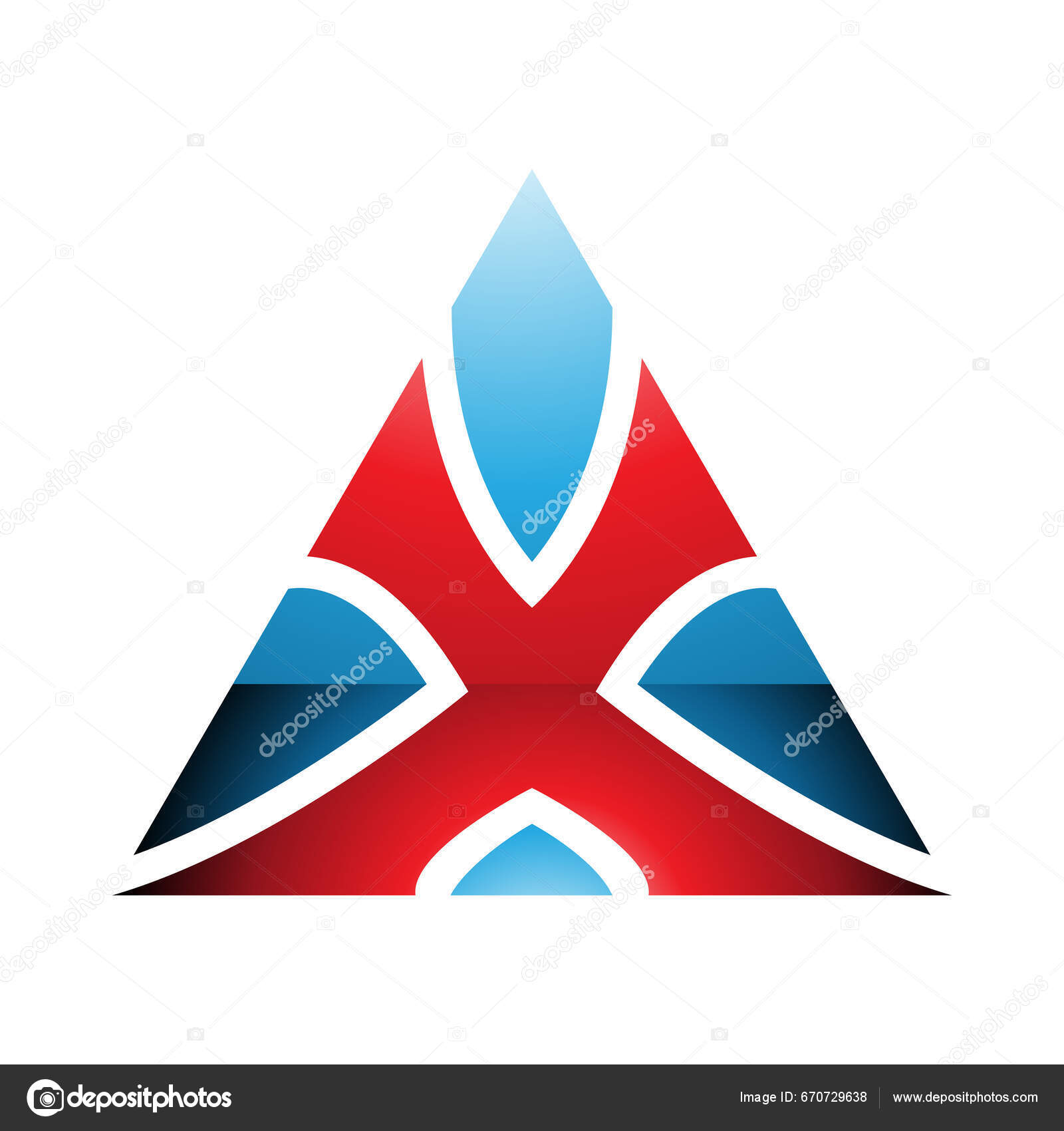 Red Blue Glossy Triangle Shaped Letter Icon White Background — Stock ...