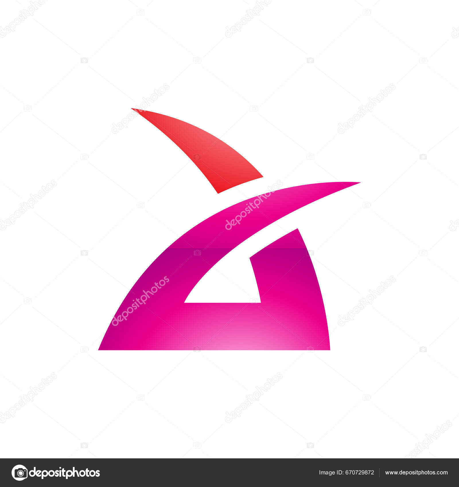 Red Magenta Glossy Spiky Grass Shaped Letter Icon White Background ...