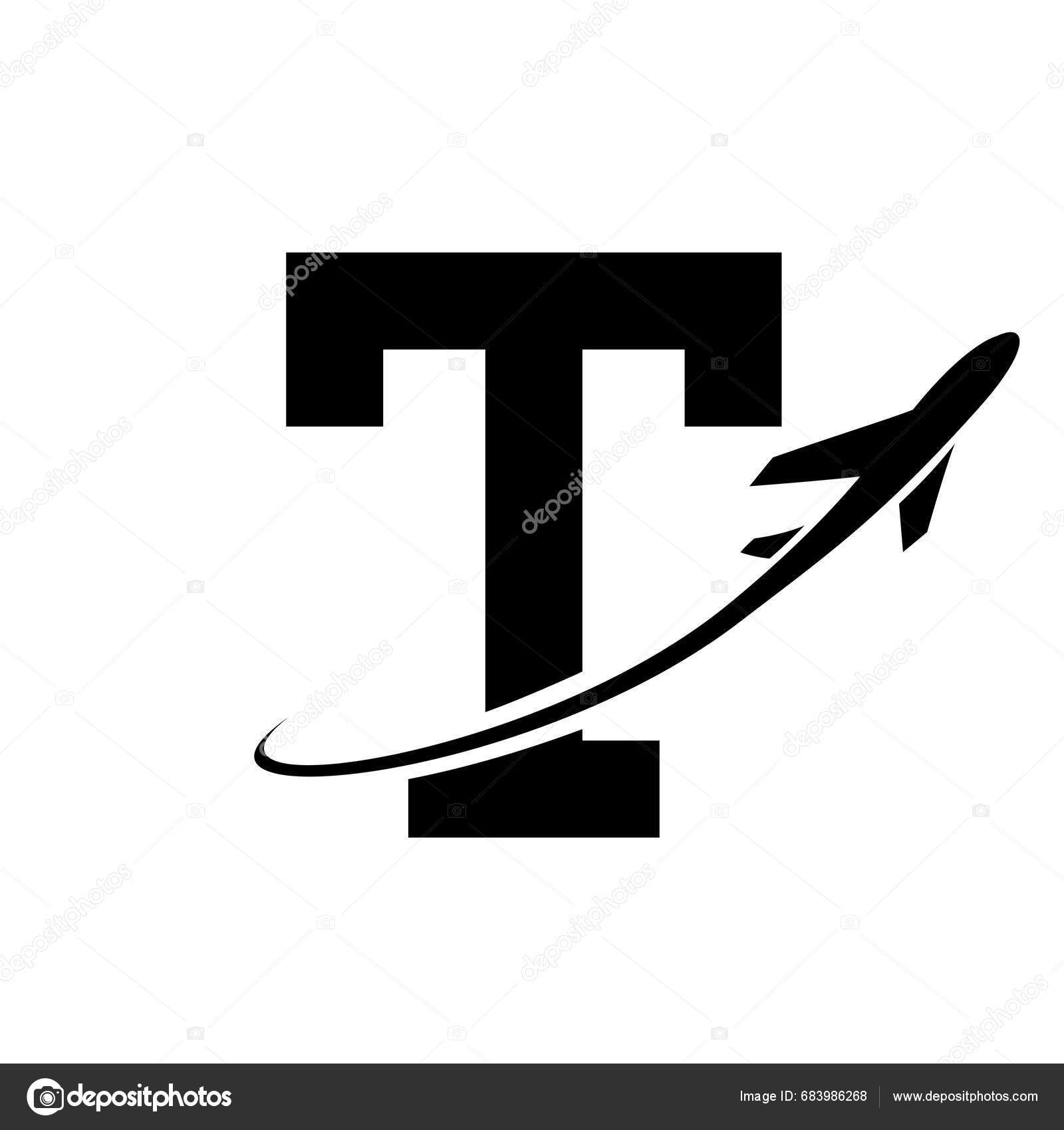 Black Antique Letter Icon Airplane White Background Stock Photo by ...