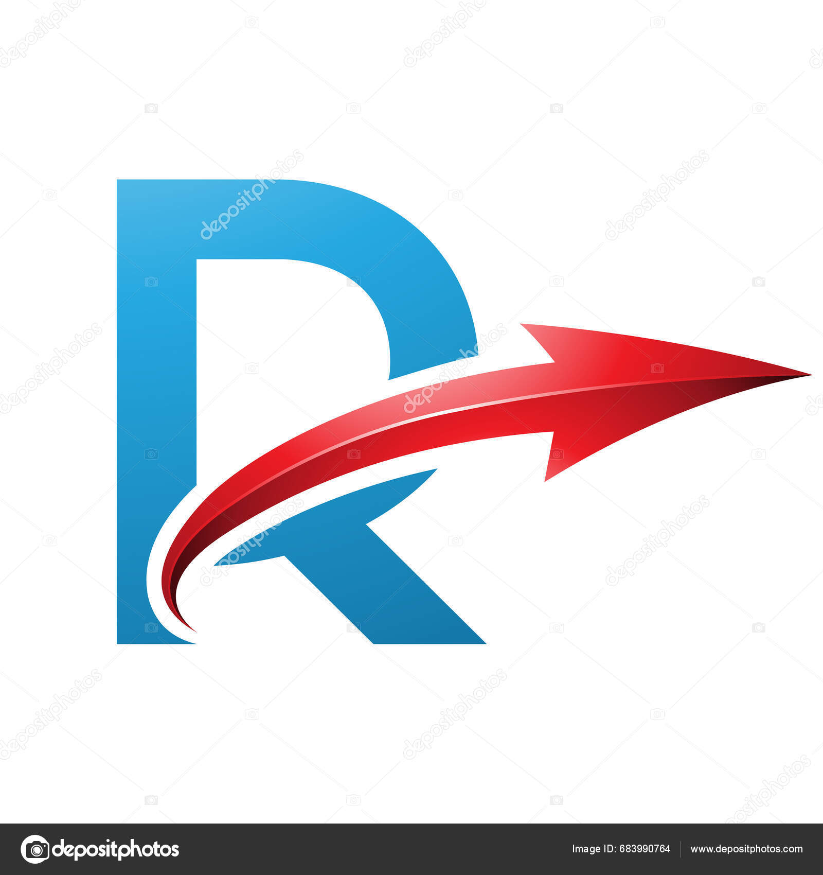 Ikon Huruf Besar Biru Dan Merah Dengan Panah Glossy Pada — Foto Stok ...